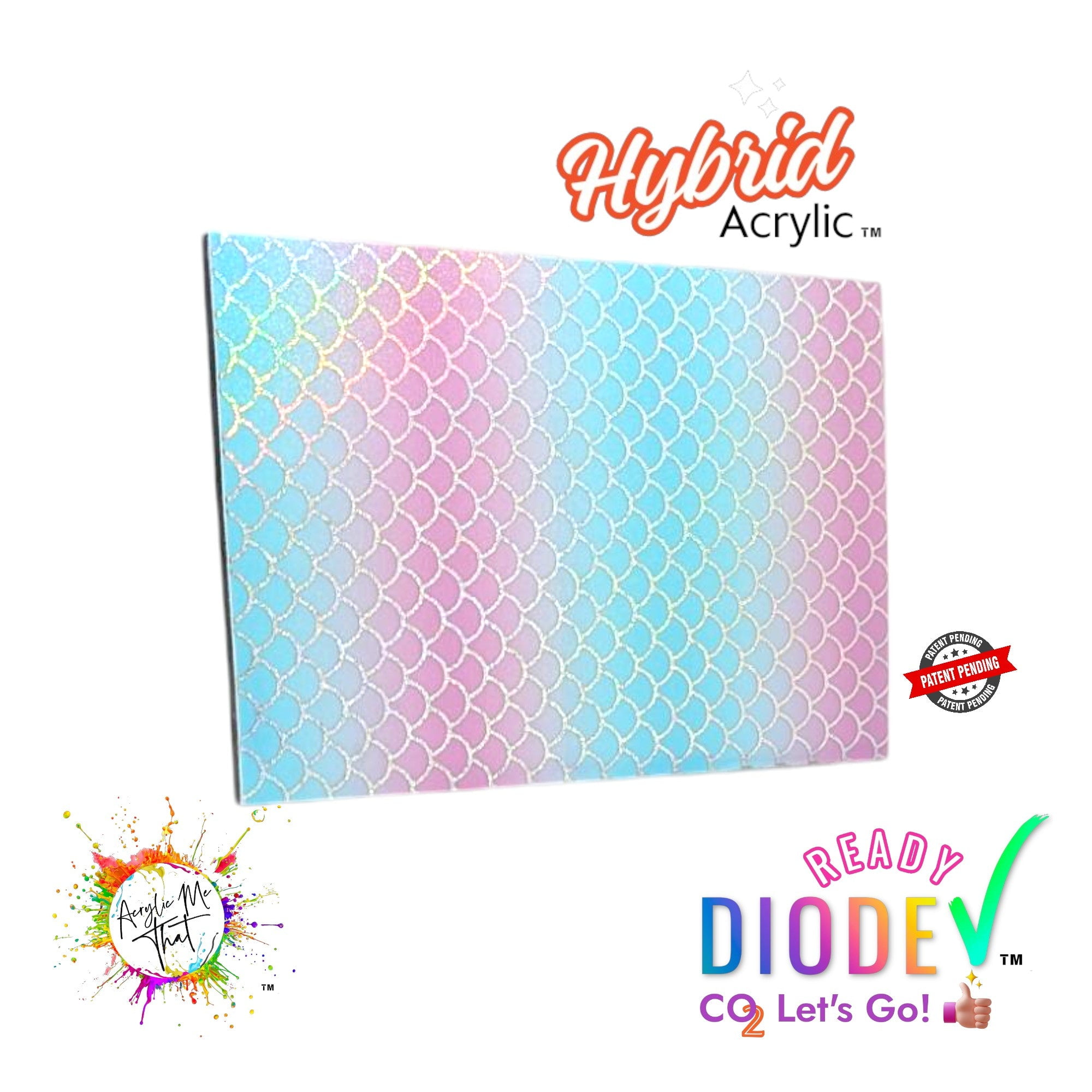 Iridescent Mermaid Pattern Pink and Teal Hybrid Acrylic | CO2 and Diode Laser Acrylic Sheets ...