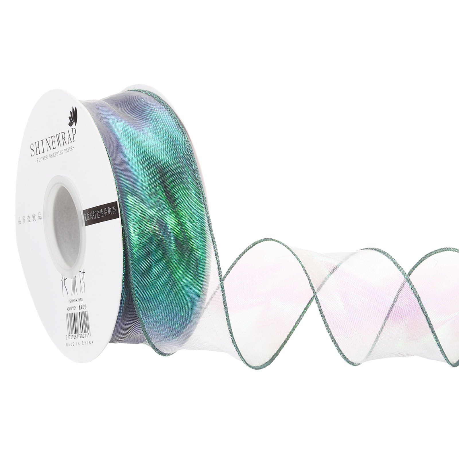 Iridescent Organza Ribbon Sheer Wired Shimmer Chiffon Ribbons Sparkly ...