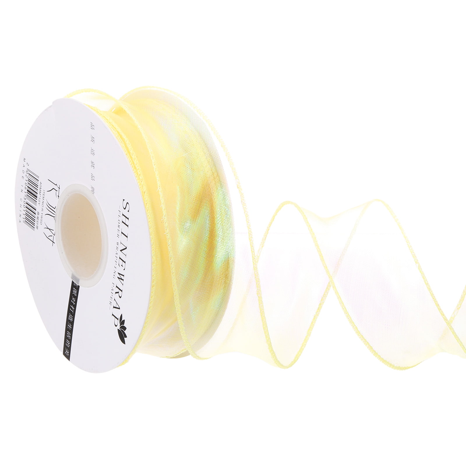 Iridescent Organza Ribbon Sheer Wired Shimmer Chiffon Ribbons Sparkly ...