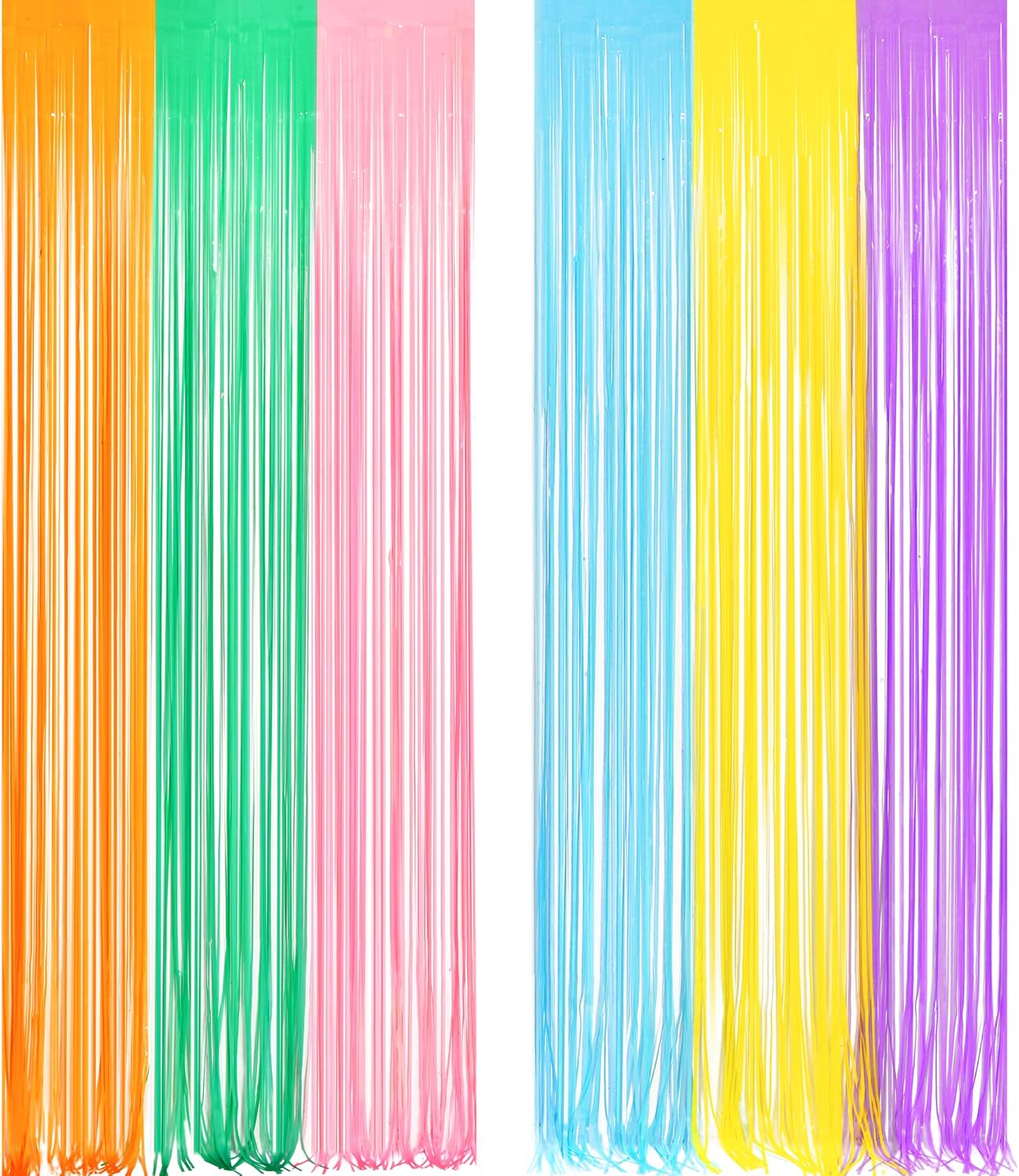 Iridescent Party Streamers Backdrop Neon Transparent Holographic Tinsel ...