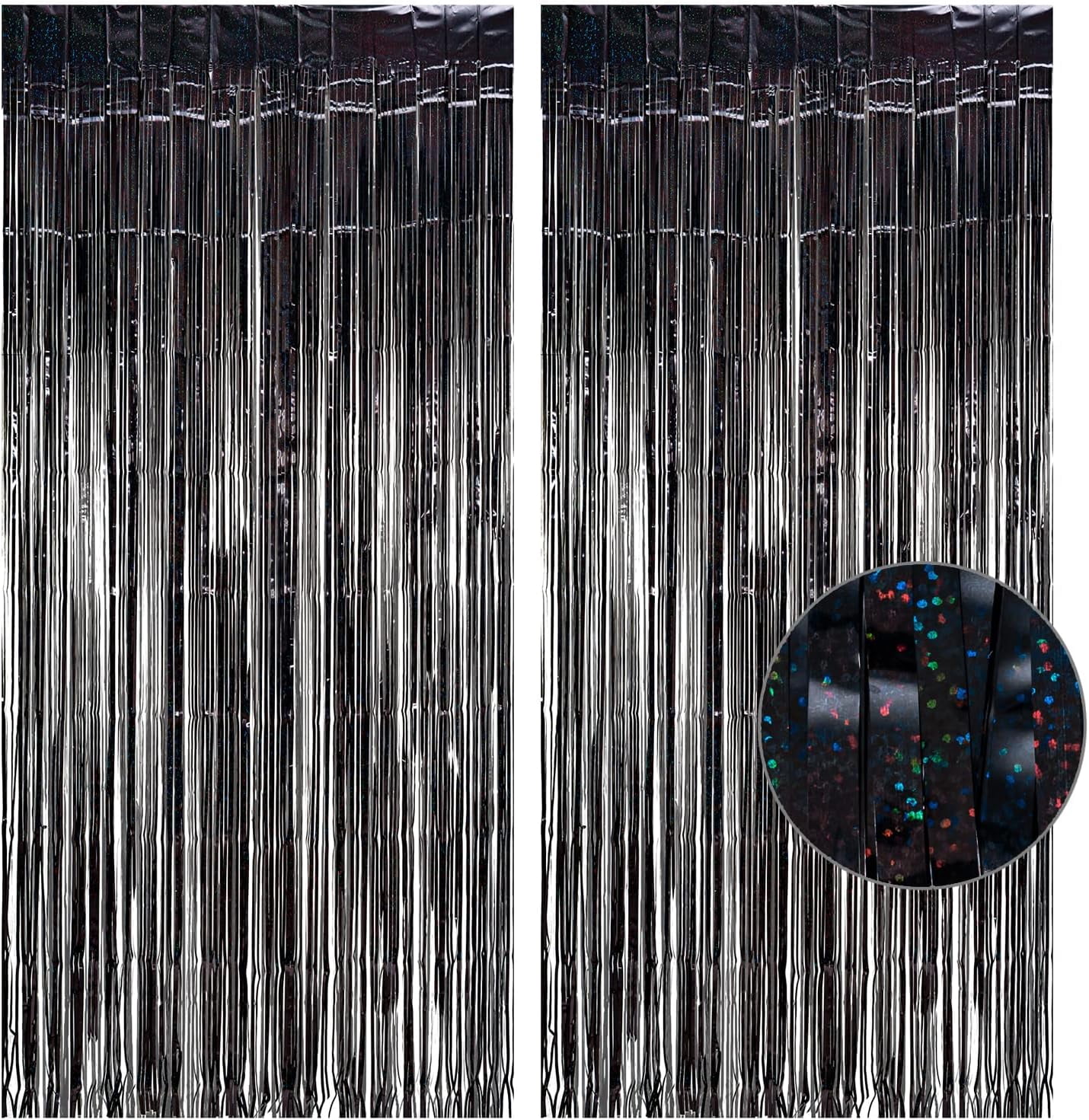 Iridescent Party Streamers Backdrop Neon Transparent Holographic Tinsel ...