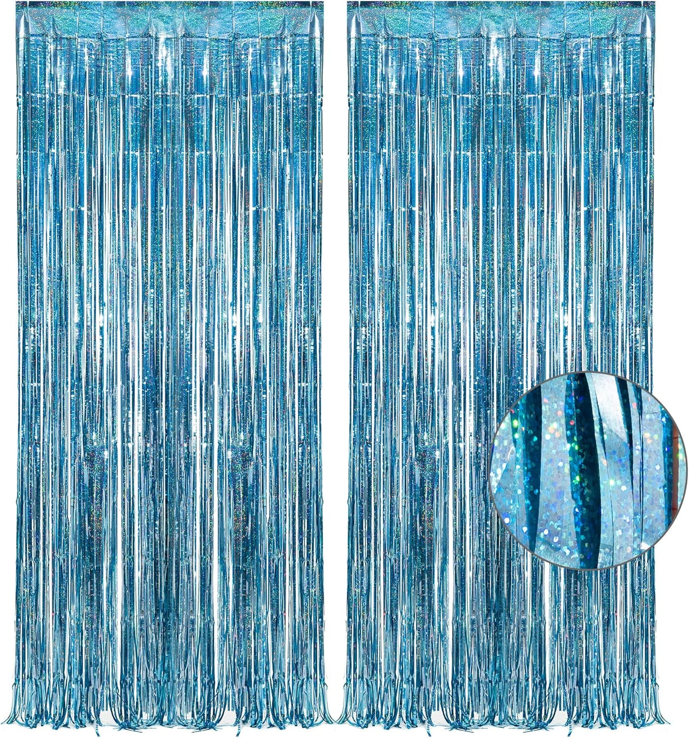 Iridescent Party Streamers Backdrop Neon Transparent Holographic Tinsel ...