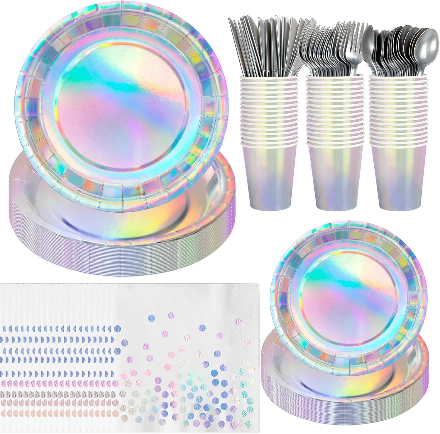 Iridescent Party Supplies Serves 25 - Holographic Party Decorations ...