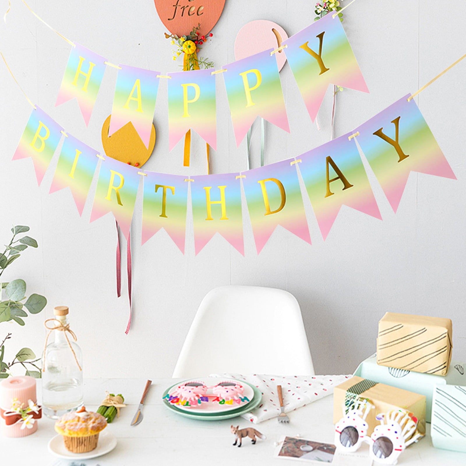 Iridescent Pastel Rainbow Party Decorations, Holographic Pastel Paper ...