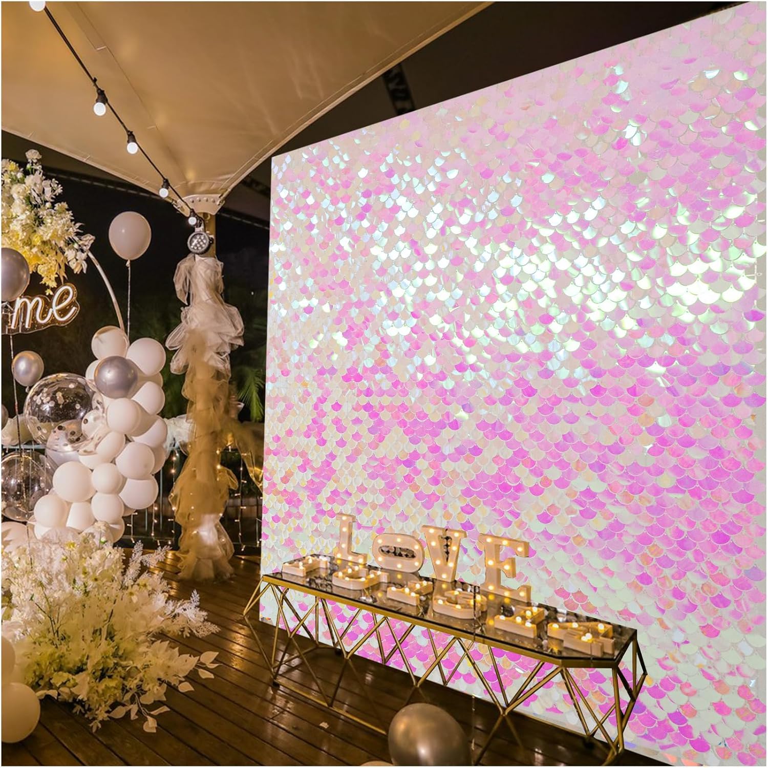 Iridescent Pink Mermaid Shimmer Wall Backdrop Panels for Party ...