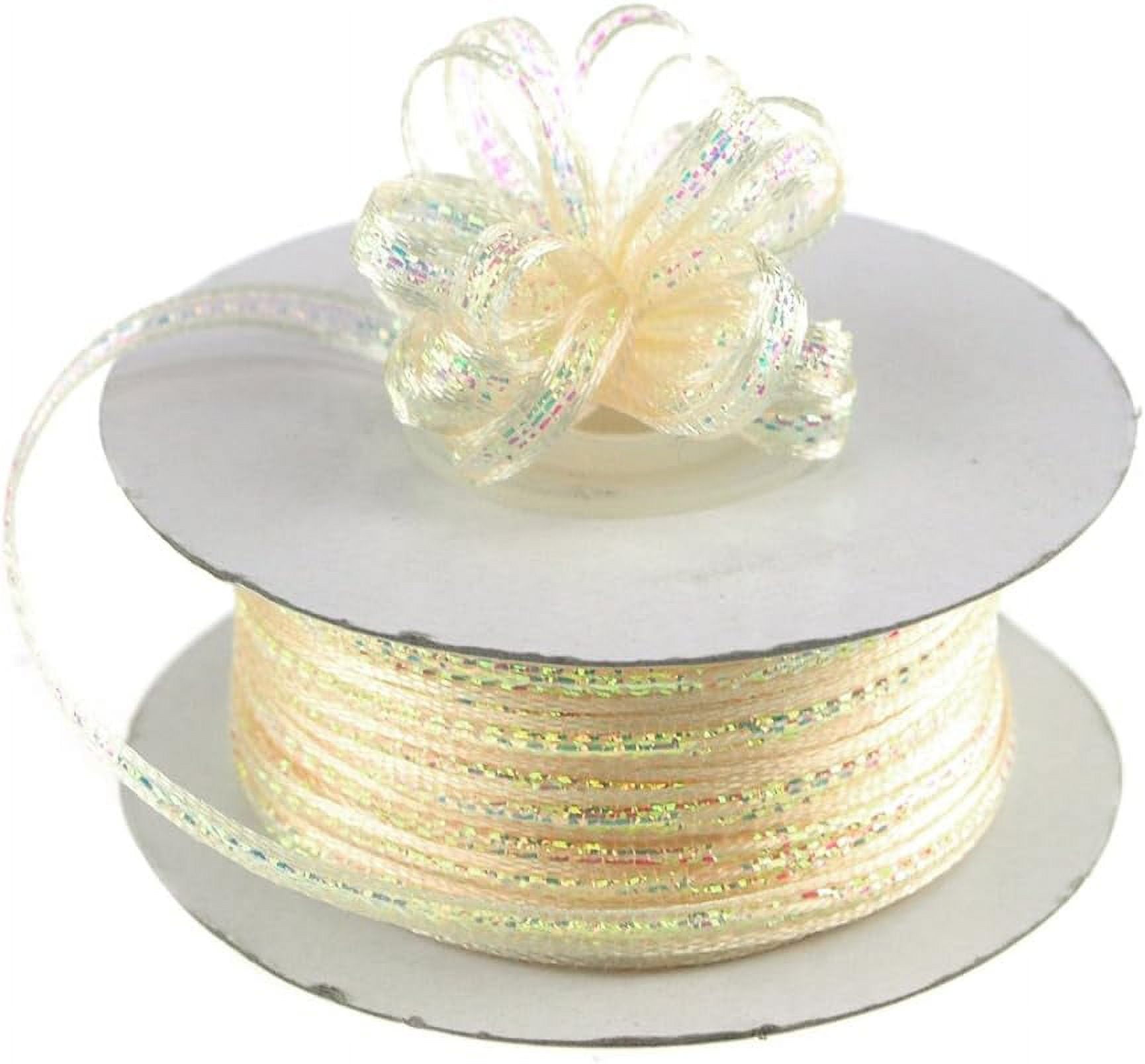 Iridescent Pull String Bows Ribbon, 1/8-inch, 50-Yard (Ivory) - Walmart.com