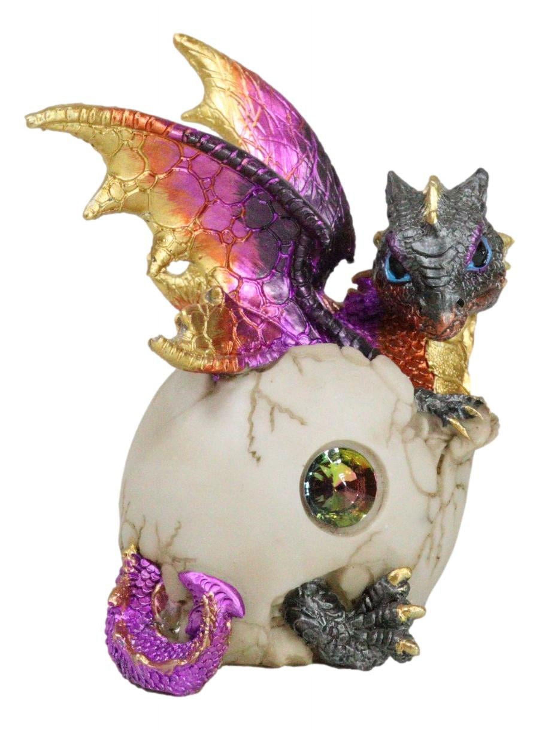 Iridescent Purple And Gold Baby Dragon In Egg Shell With Gemstone ...