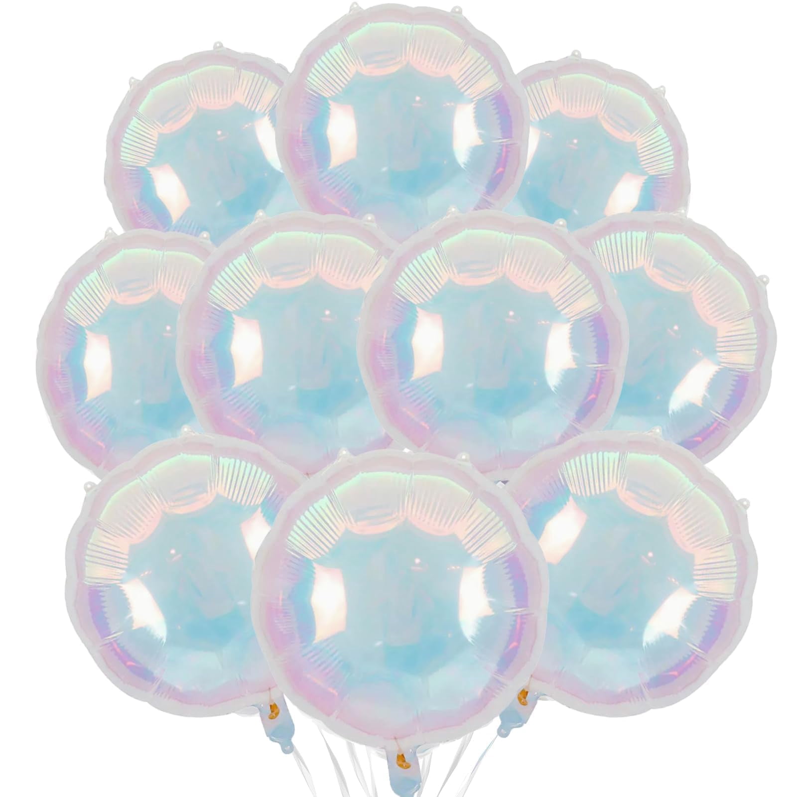 Iridescent Round Foil Balloons,10Pcs Round Shaped NSD3 Balloons 18 ...