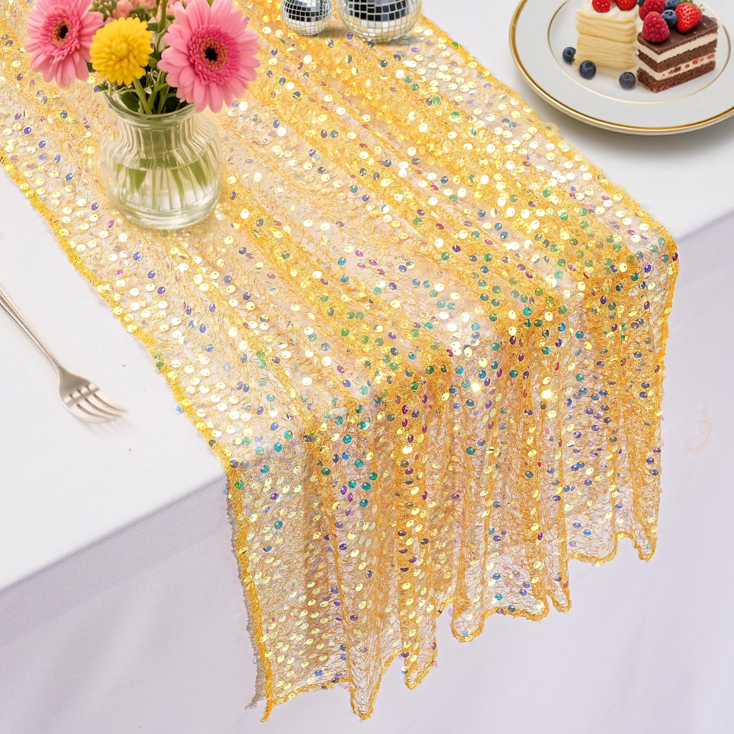 Iridescent Sequin Table Runner 25x120 Inches Sparkling Lavender Fabric ...