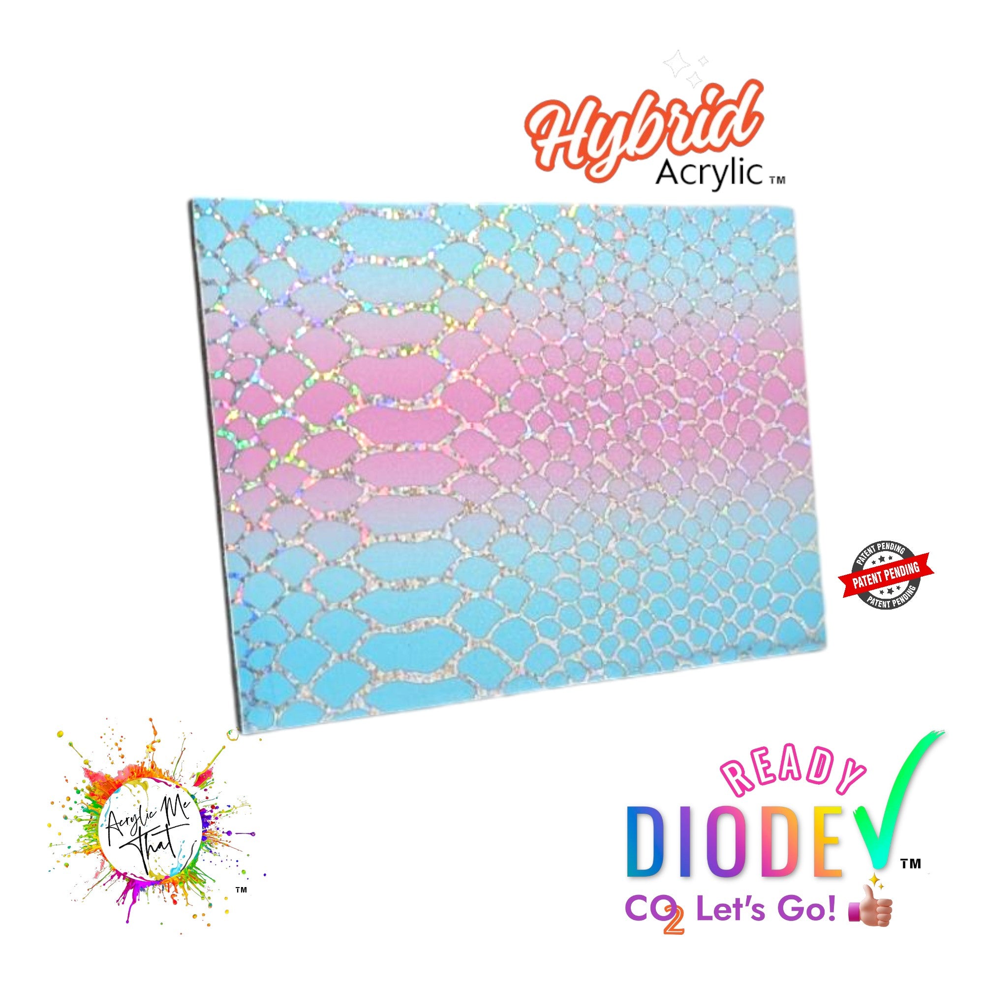 Iridescent Snake Skin Patter Pink and Blue Hybrid Acrylic | CO2 and ...