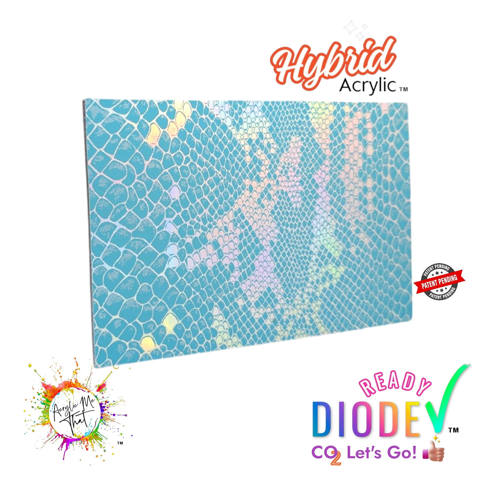 Iridescent Snake Skin Pattern Teal Hybrid Acrylic | CO2 and Diode Laser ...
