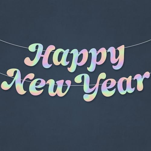 , Iridiscent Happy New Year Banner - Pre-Strung, 10 Feet | Happy New ...