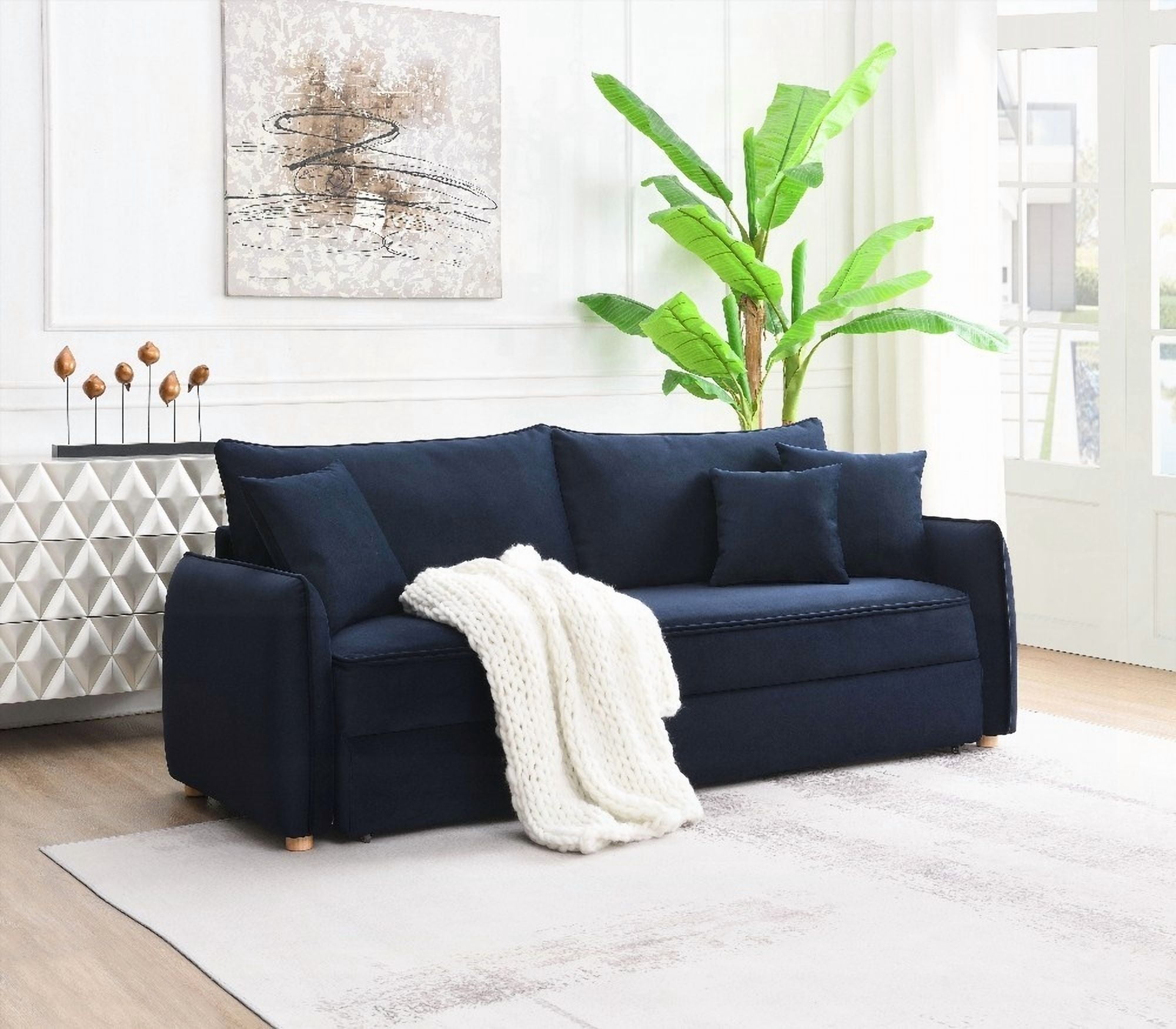 Blue Velvet Sleeper Sofa