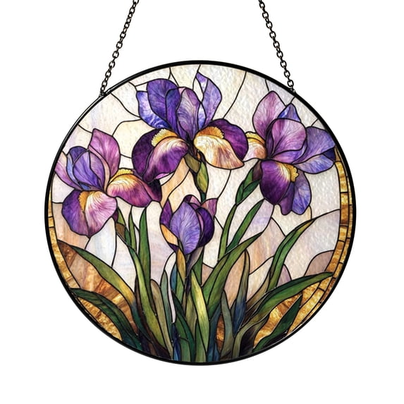 Iris Bloom Faux Stained Glass Window Hanging - Walmart.com