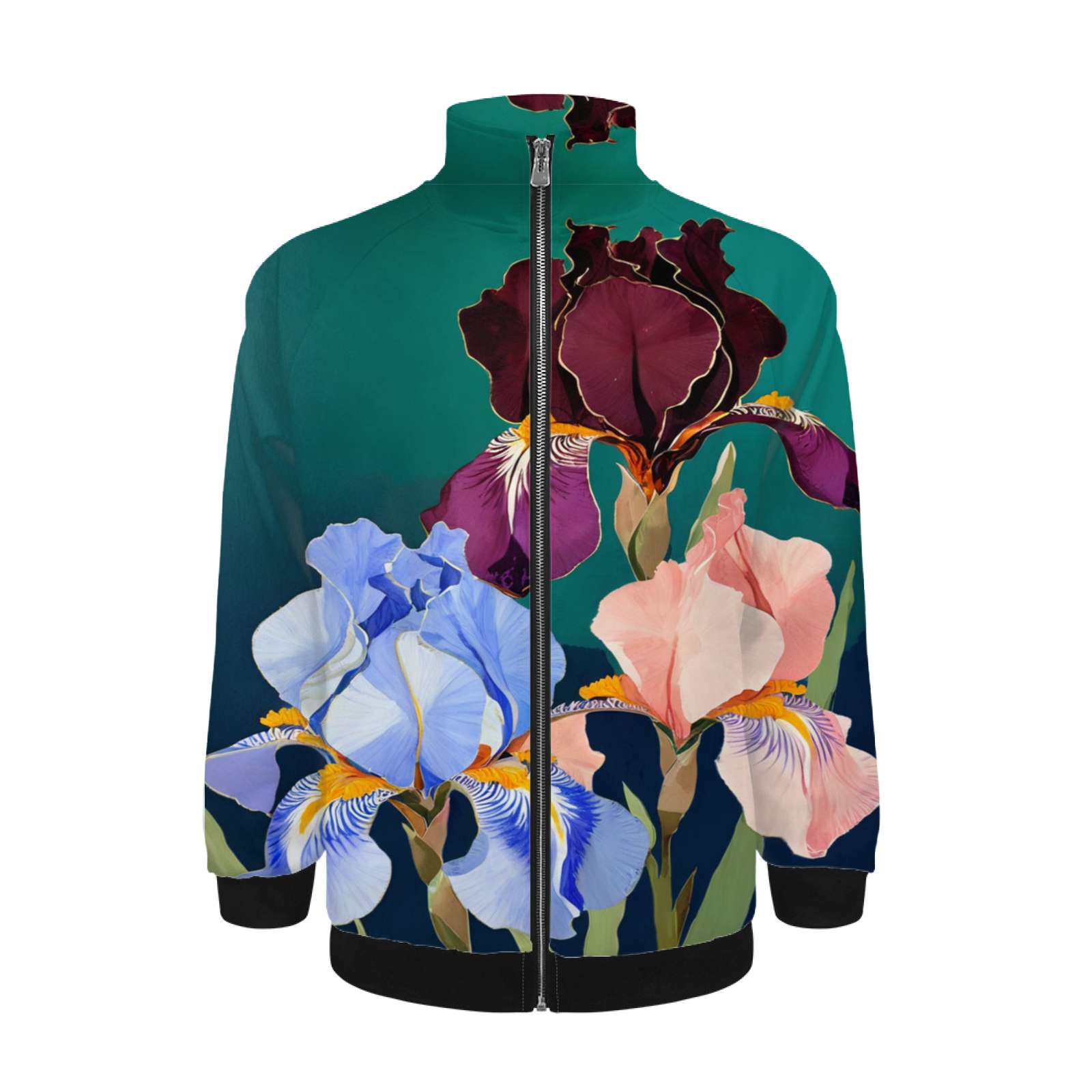 Iris Floral Art Print Jacket Men's Street Cool Long Sleeves Coat ...