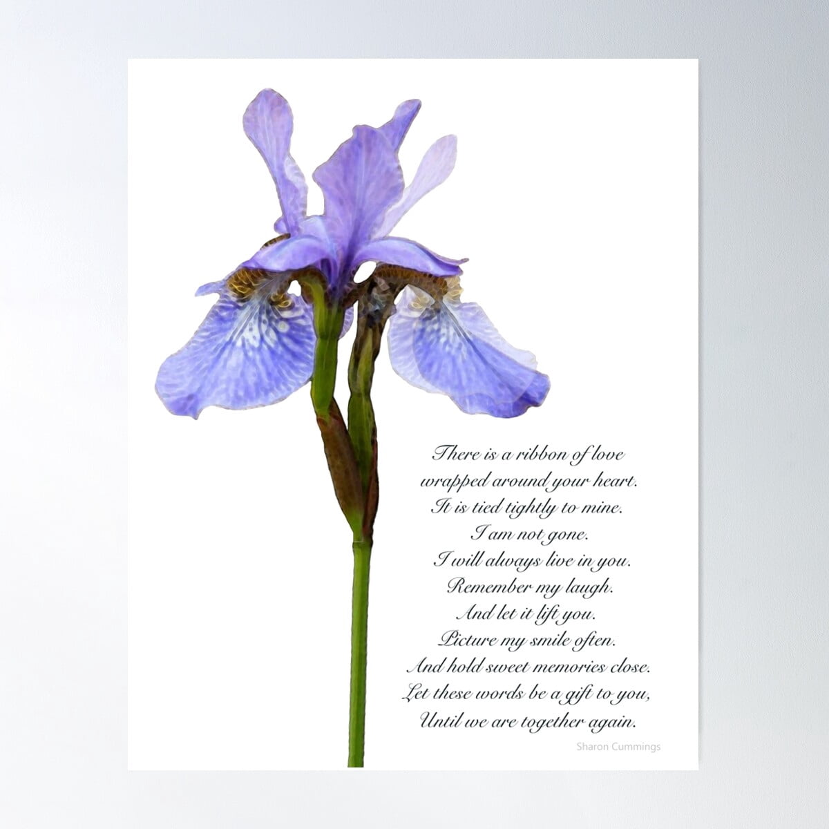 Iris Flower Art With Sympathy And Grief Poem Poster Wall Art, Modern ...