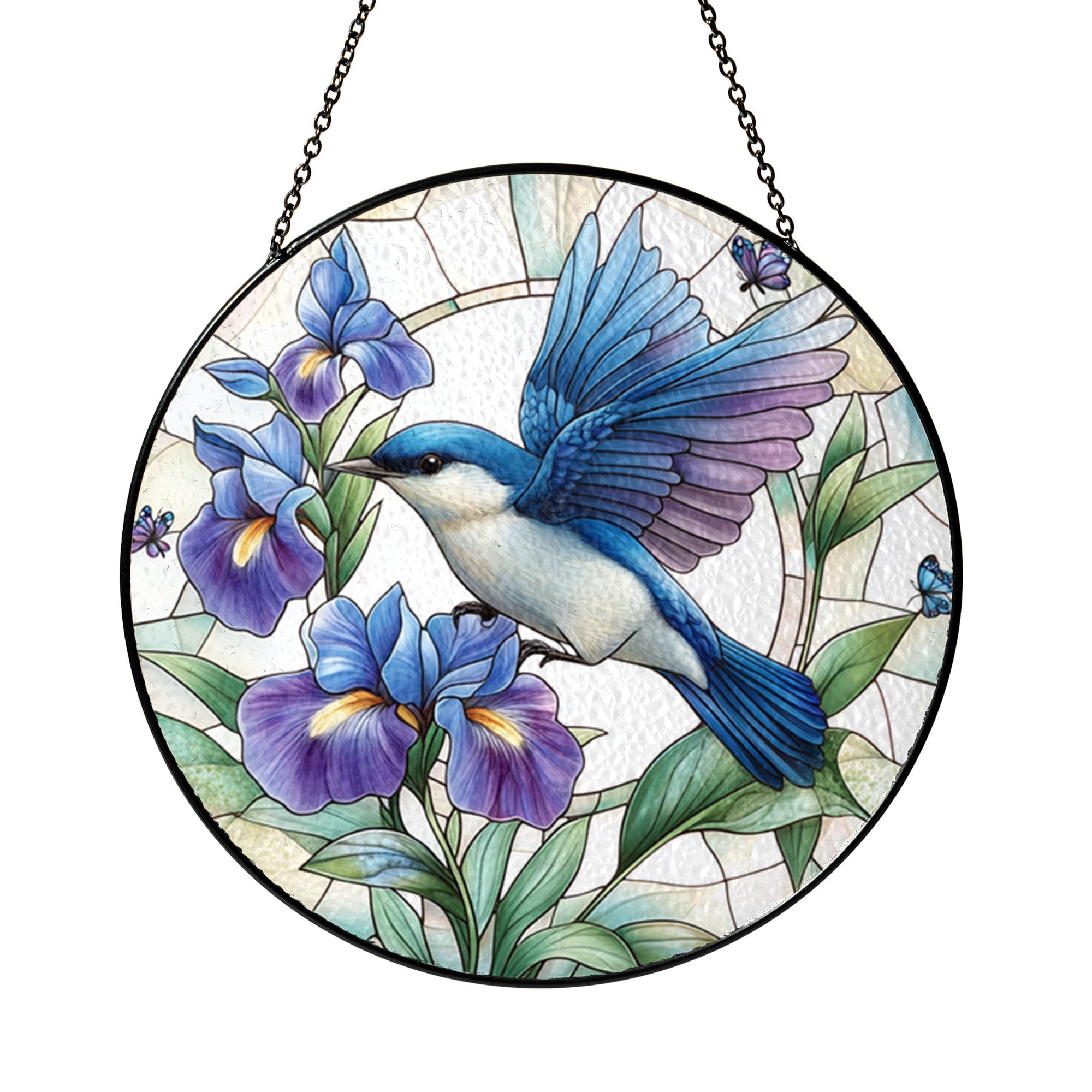 Iris Flower Bird Window Hanging – Decorative Glass Art - Walmart.com