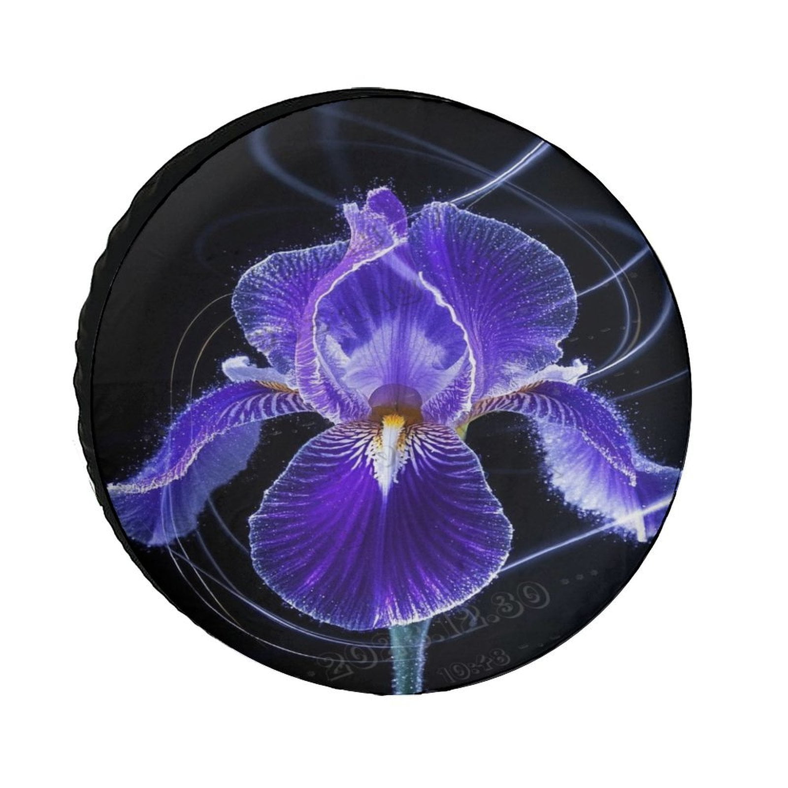Iris Flower with Black Background Printed 30 Inch Spare Tire Cover ...