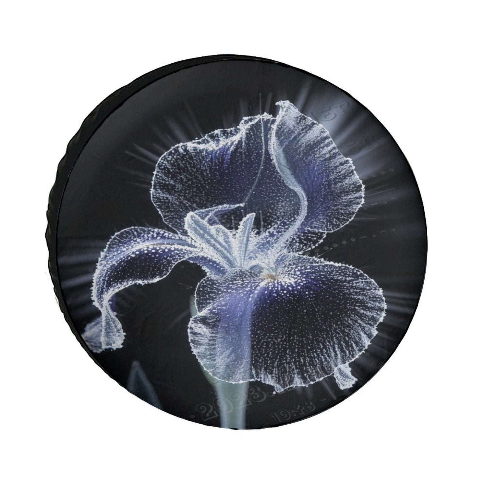 Iris Flower with Black Background Spare Tire Cover 32 Inch Waterproof Dust-Proof Universal Spare ...