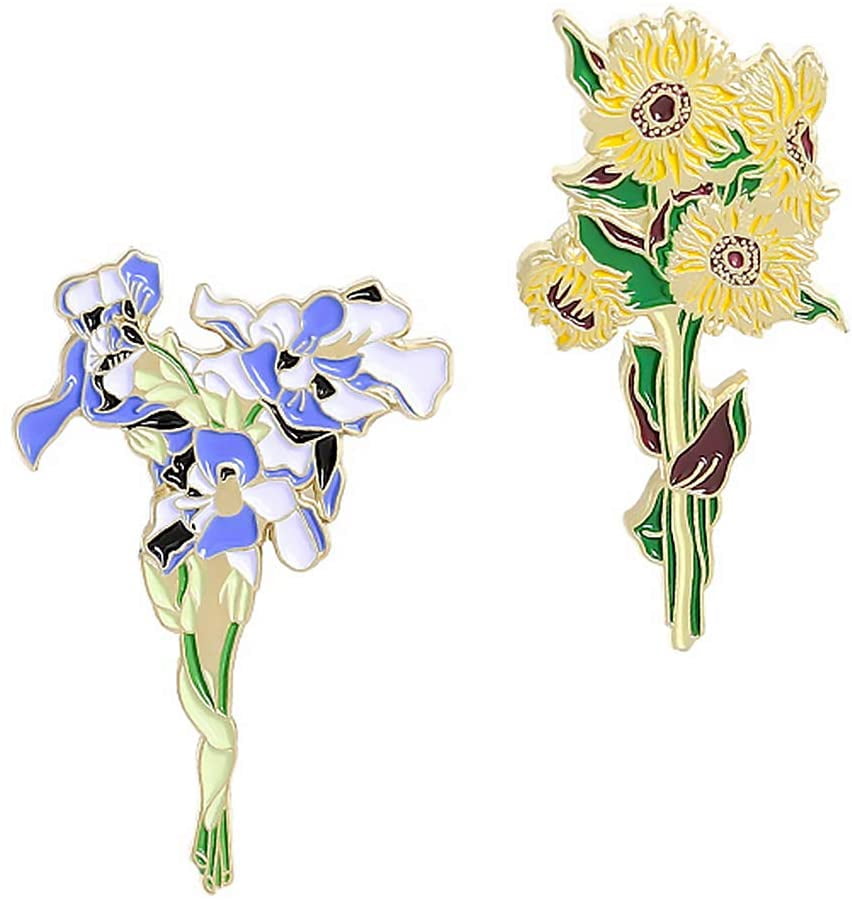 Iris Flower Brooch Pin Creative Sunflower Corsage Breastpin For Women