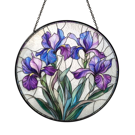 Iris Flower Faux Stained Glass Suncatcher – Acrylic Window Hanging for ...