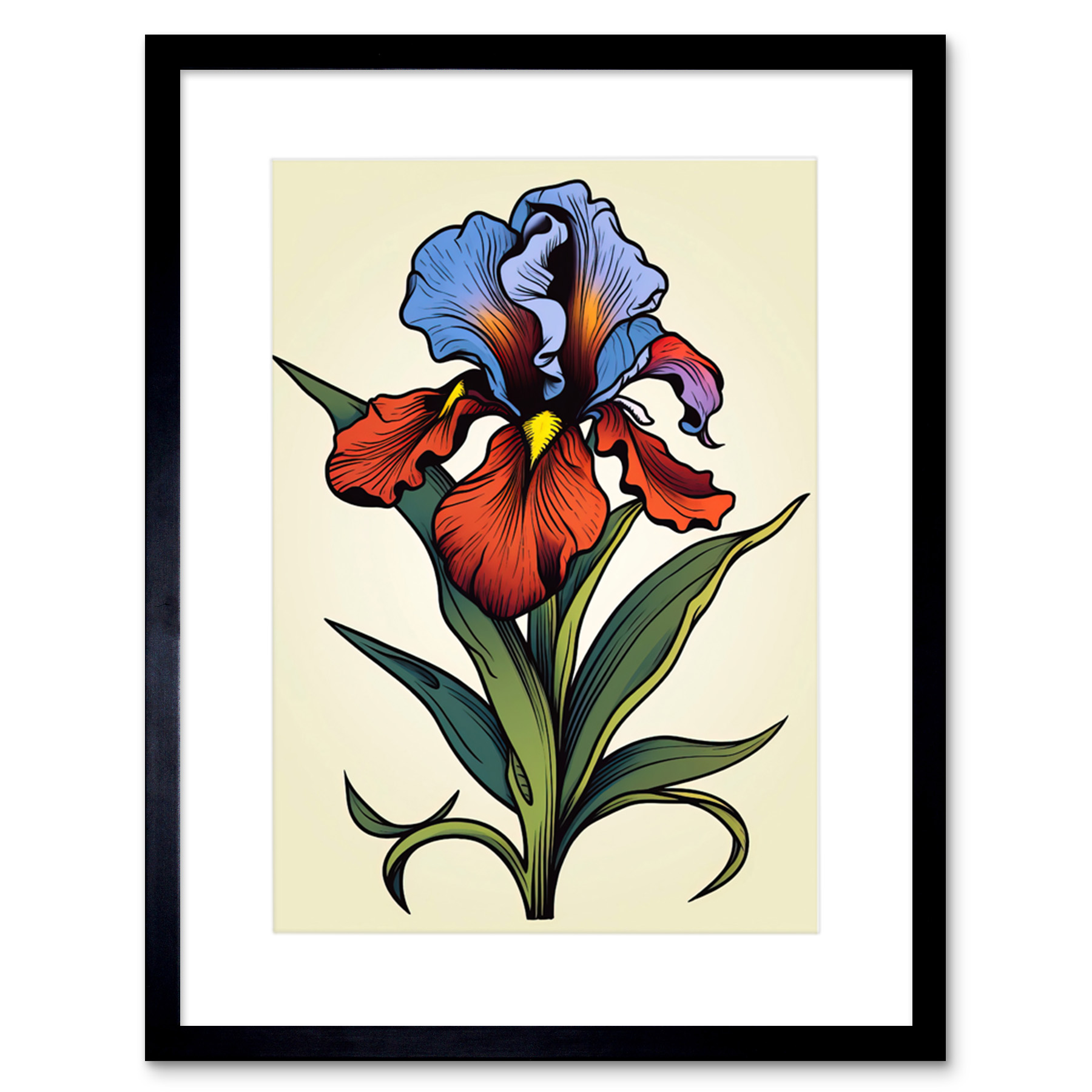 Iris Flower Old School USA Tattoo Ink Body Art Rockabilly Americana 50s ...