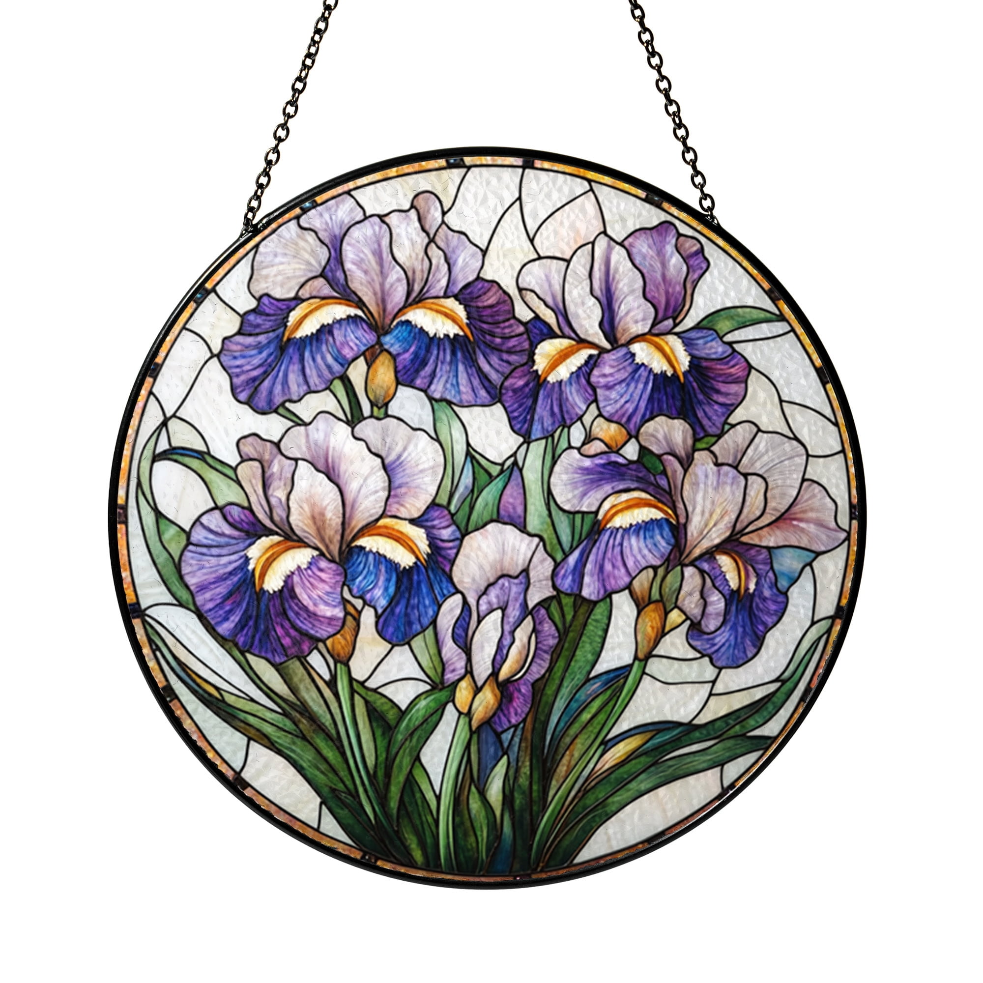 Iris Flower Stained Glass Suncatcher – Purple Bloom Window Decor ...