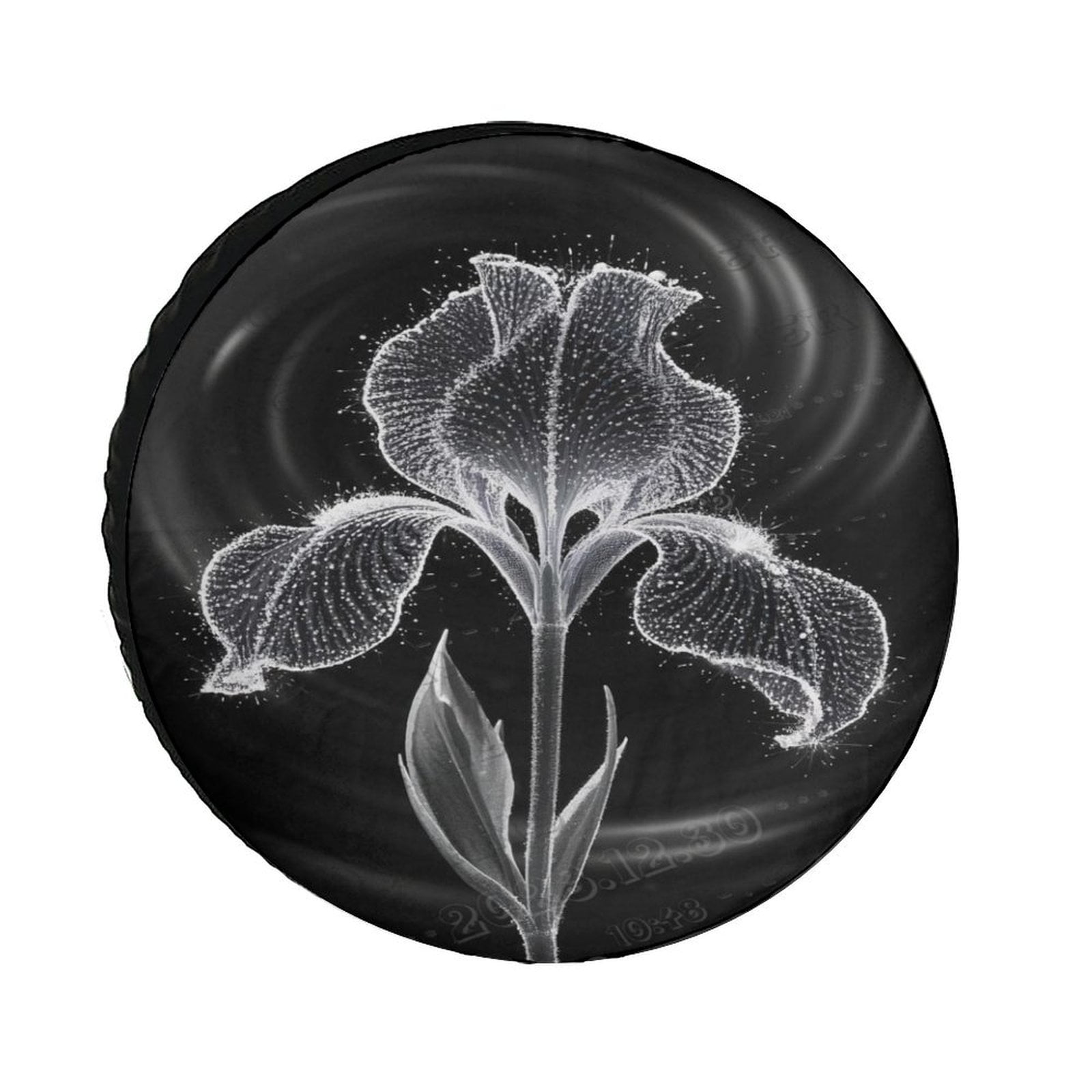 Iris Flower with Black Background Printed Spare Tire Cover Waterproof ...