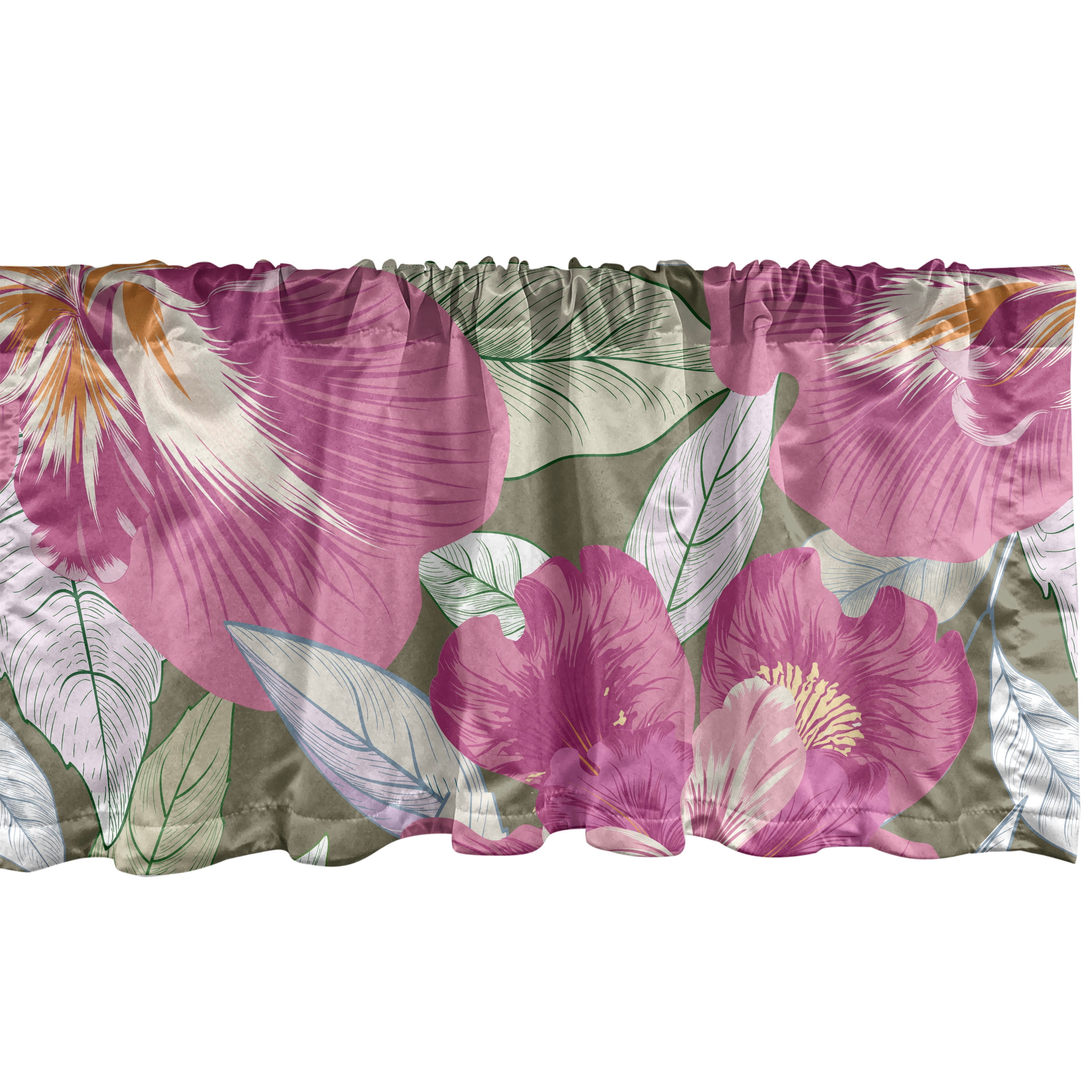 Iris Flowers Window Valance, Dreamy Design of a Tropical Scene Jungle ...