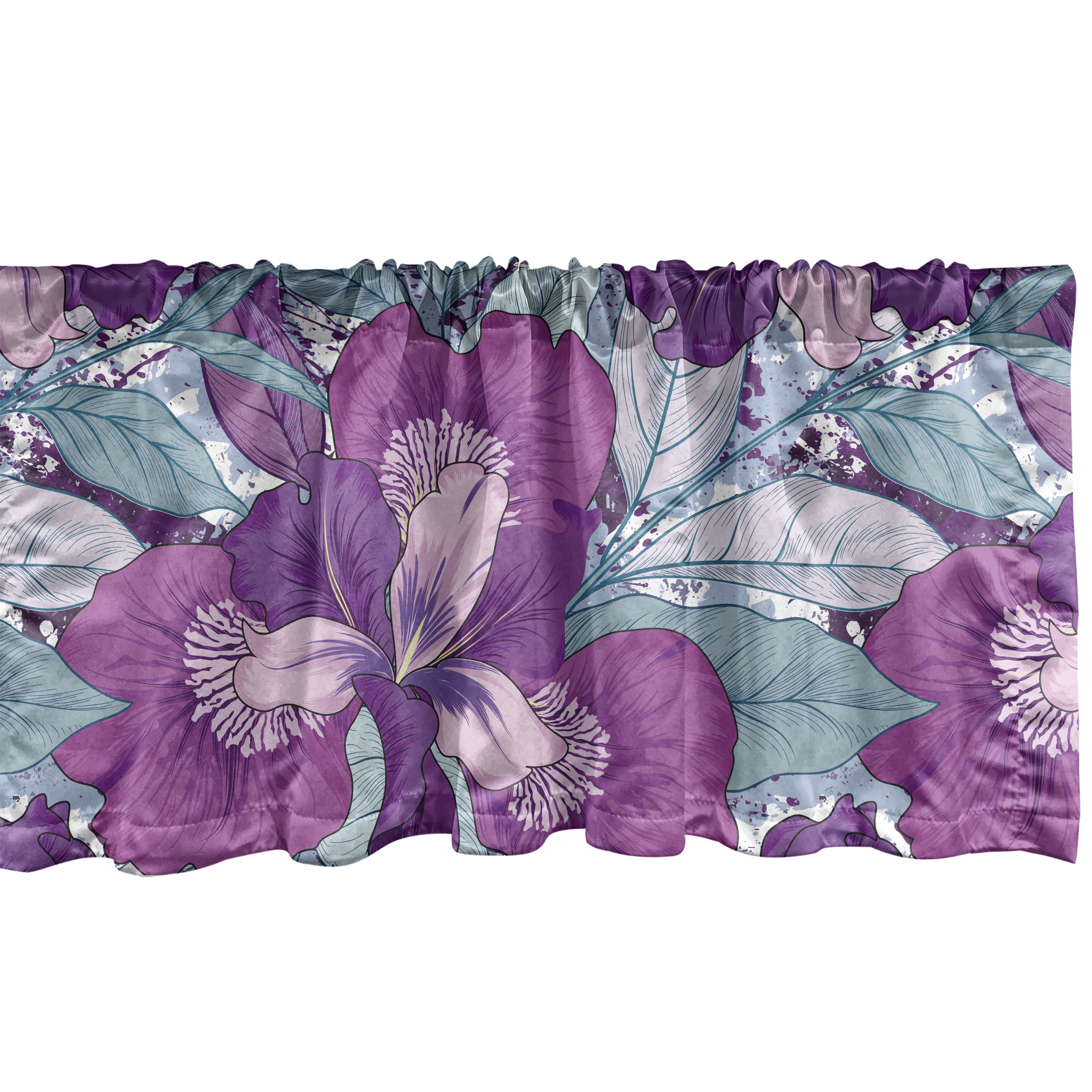 Iris Flowers Window Valance, Trippy Exotics Design of Flowers with ...
