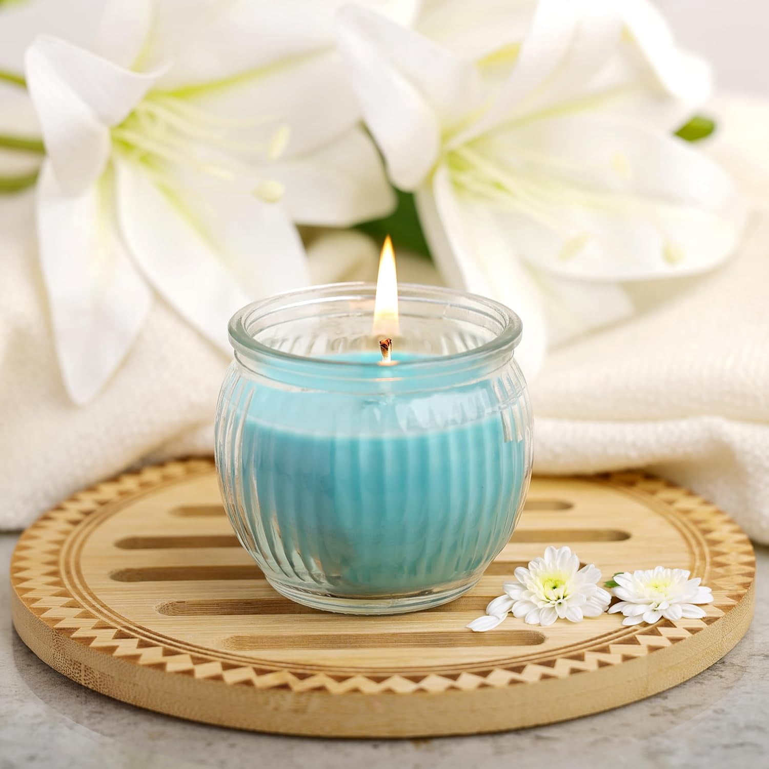 Iris Homefragrances Ribbed Jar Candle 110g Fragrance Cool Blue Set of 2 ...