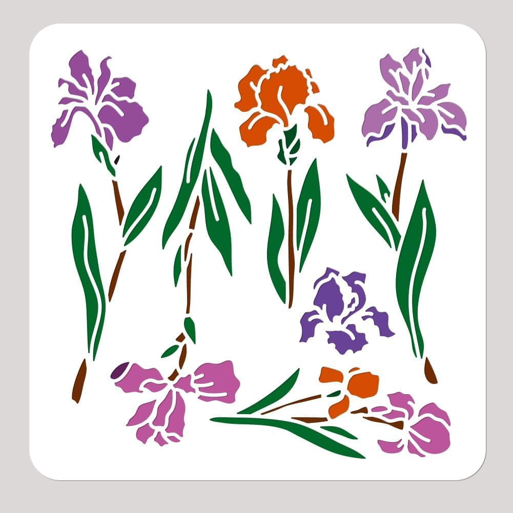 Iris Painting Stencil 11.81x11.81 Inch Reusable Craft PET Stencils ...