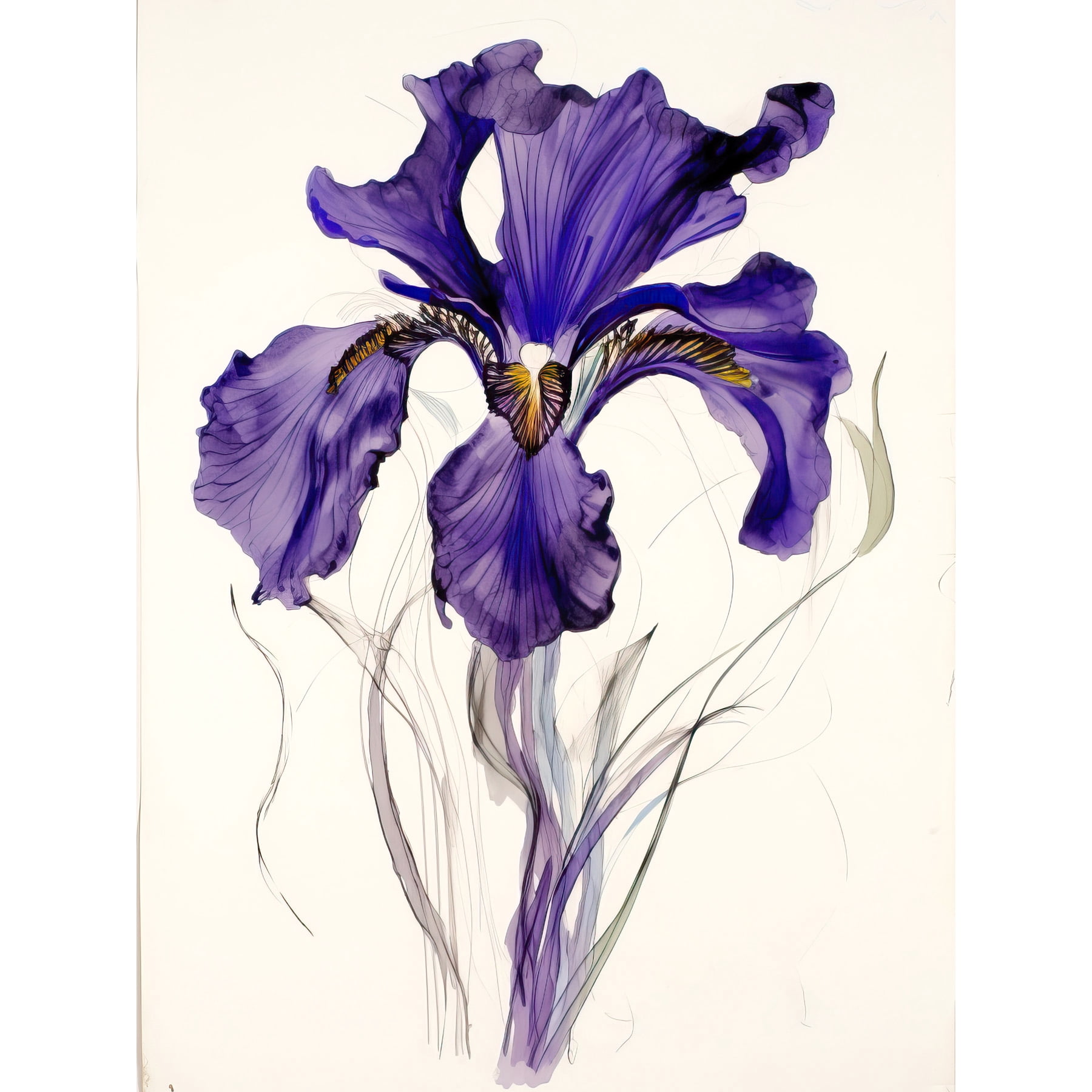 Iris Reticulata Watercolour Flower Bloom Drawing Large Wall Art Poster ...