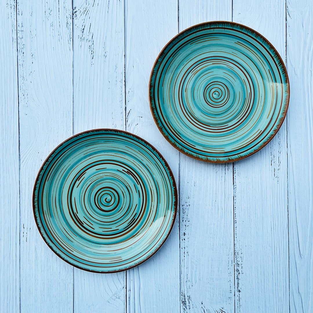 Iris Turquoise Handcrafted Ceramic Quarter Plates Set Of 2 | Small Side ...