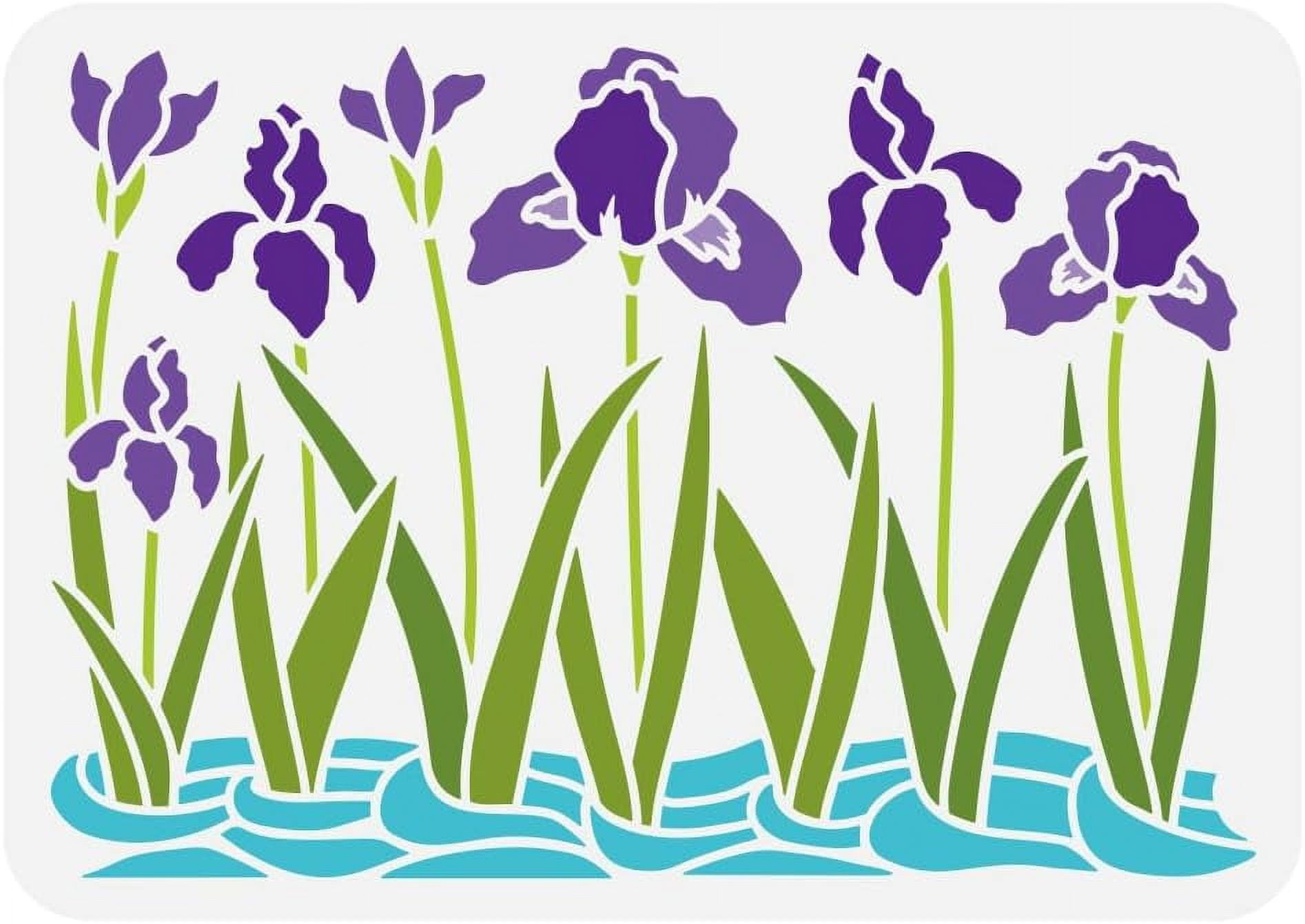 Iris in Water Stencil 8.3x11.7inch Reusable Iris Flower Painting ...