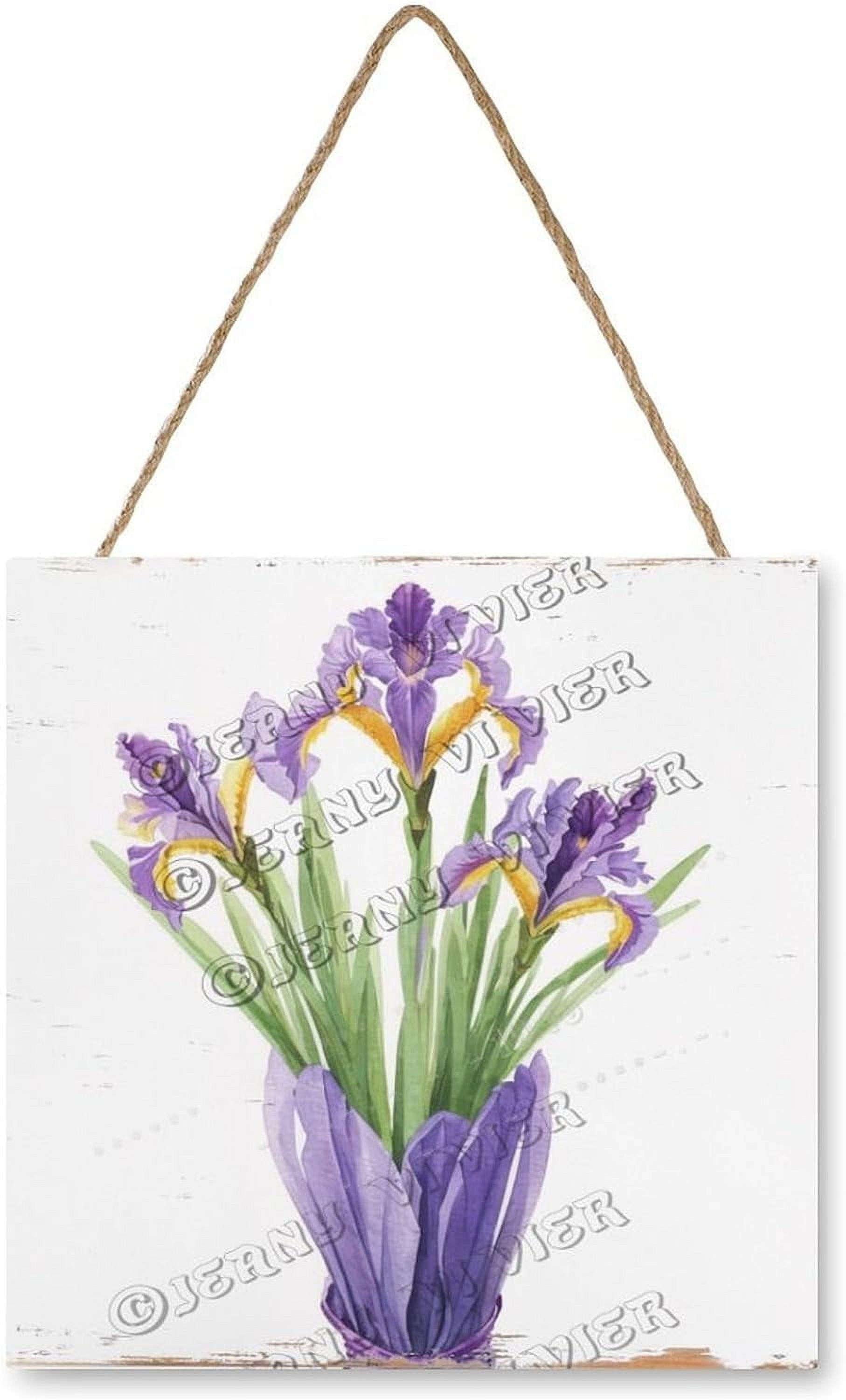 Iris Wooden Hanging Sign Flower Art Iris Gifts Iris Hanging Sign for ...