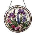 Iris and Lupine Stained Glass Window Hanging, Floral Suncatcher Decor ...