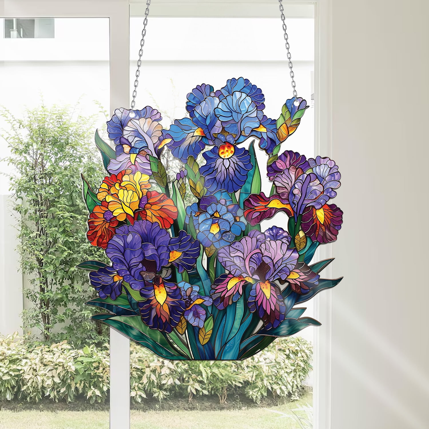 Iris flower Acrylic Window Hanging, Iris flower Window Garden Hanging ...