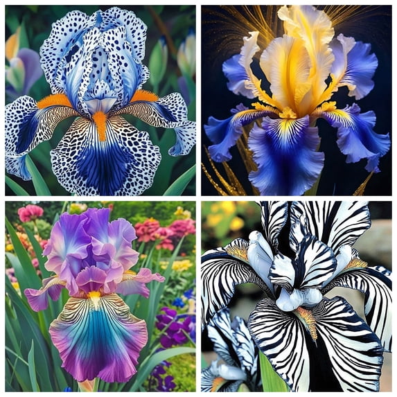 Iris for Planting-(Non-Artificial)-Gorgeous Multicolored Blossoms, Easy ...
