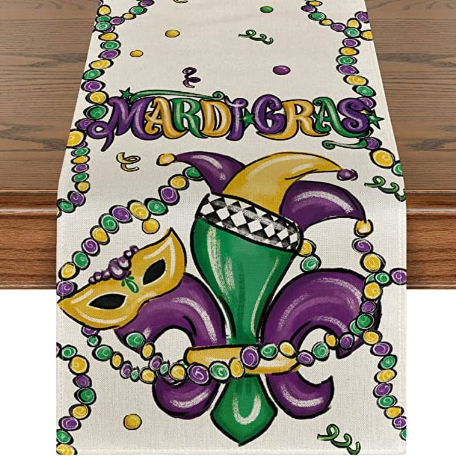 Irises Carnival Mardi Gras Table Runner Seasonal Kitchen Table ...