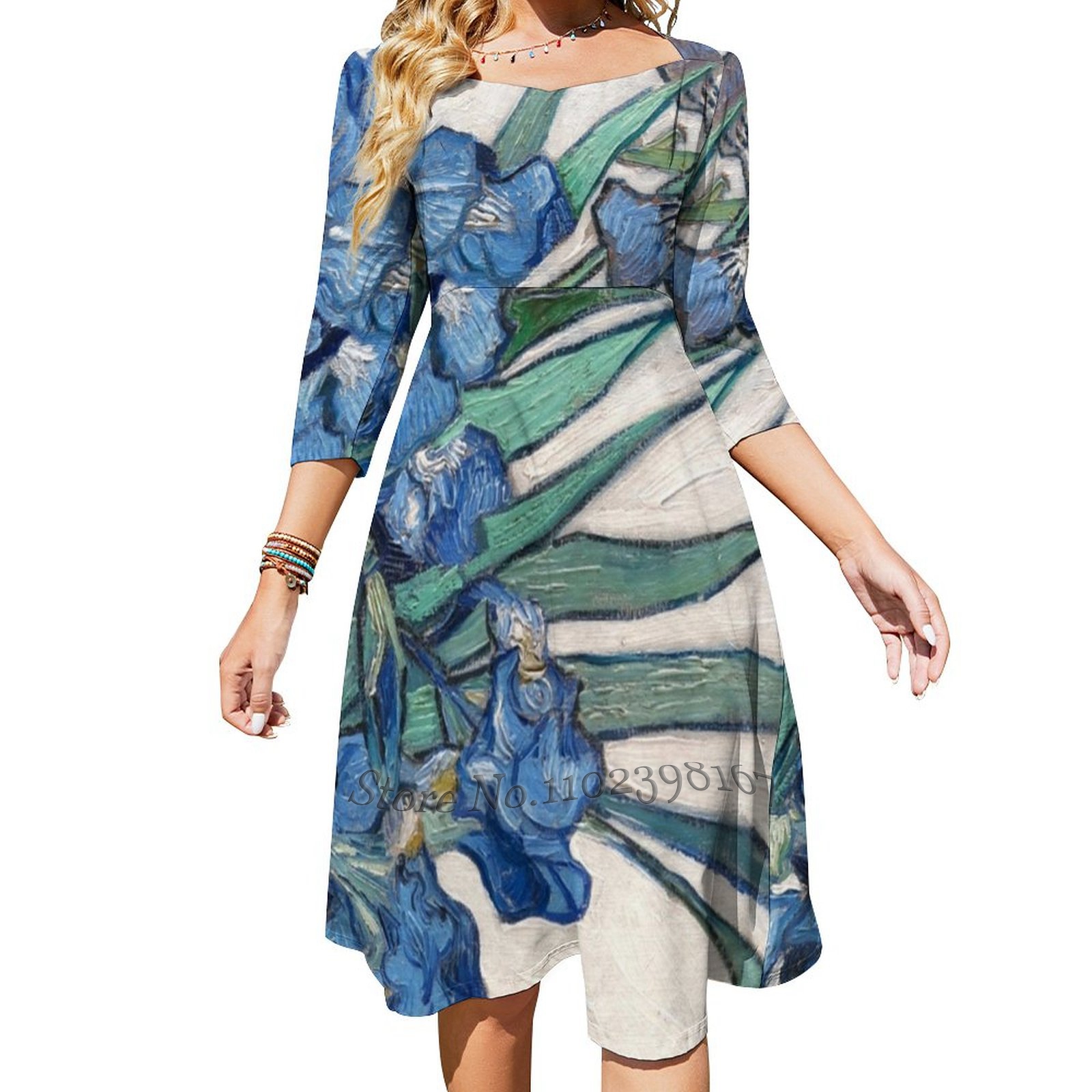 Irises-Vincent Square Neck Dress New Plus Size Elegant Women Waist ...