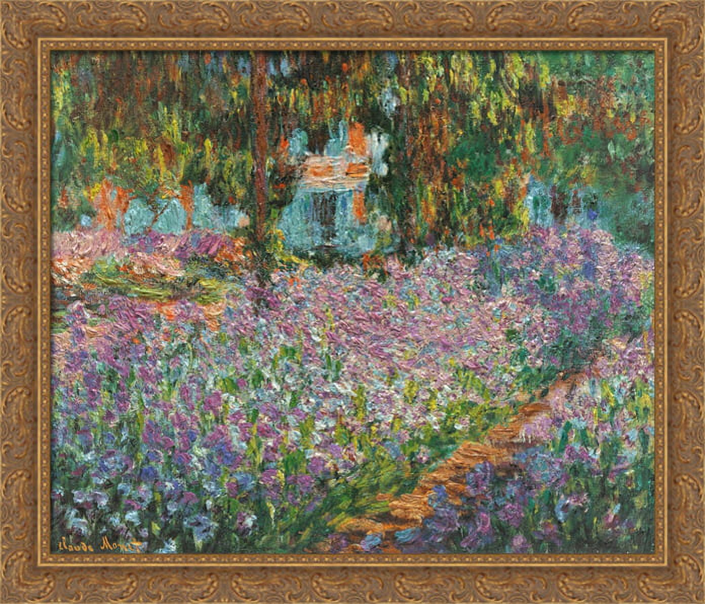 Irises in Monet's Garden 34x28 Large Gold Ornate Wood Framed Canvas Art ...