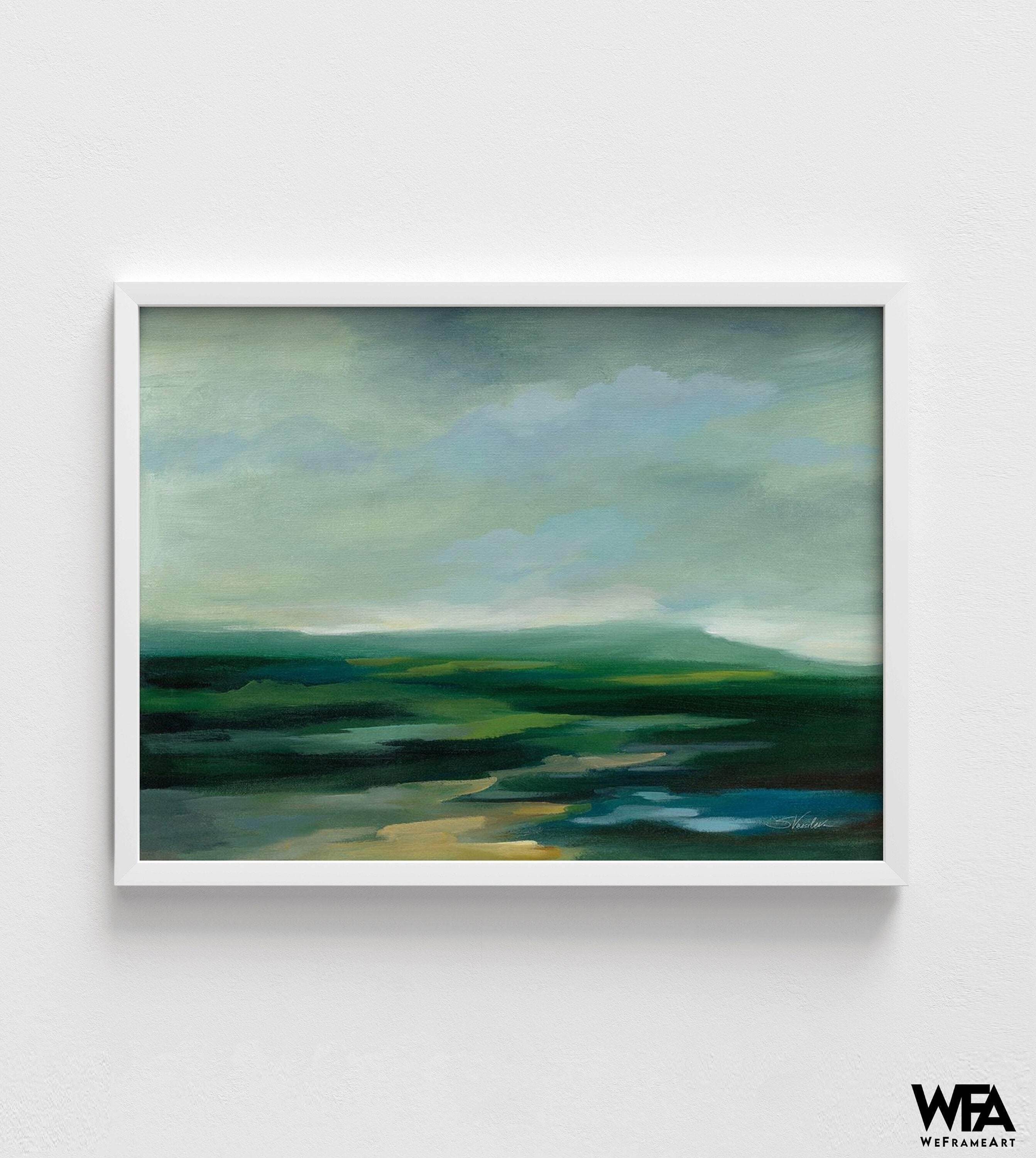 Irish Abstract Landscape Print, Framed Emerald Oil Painting Print ...