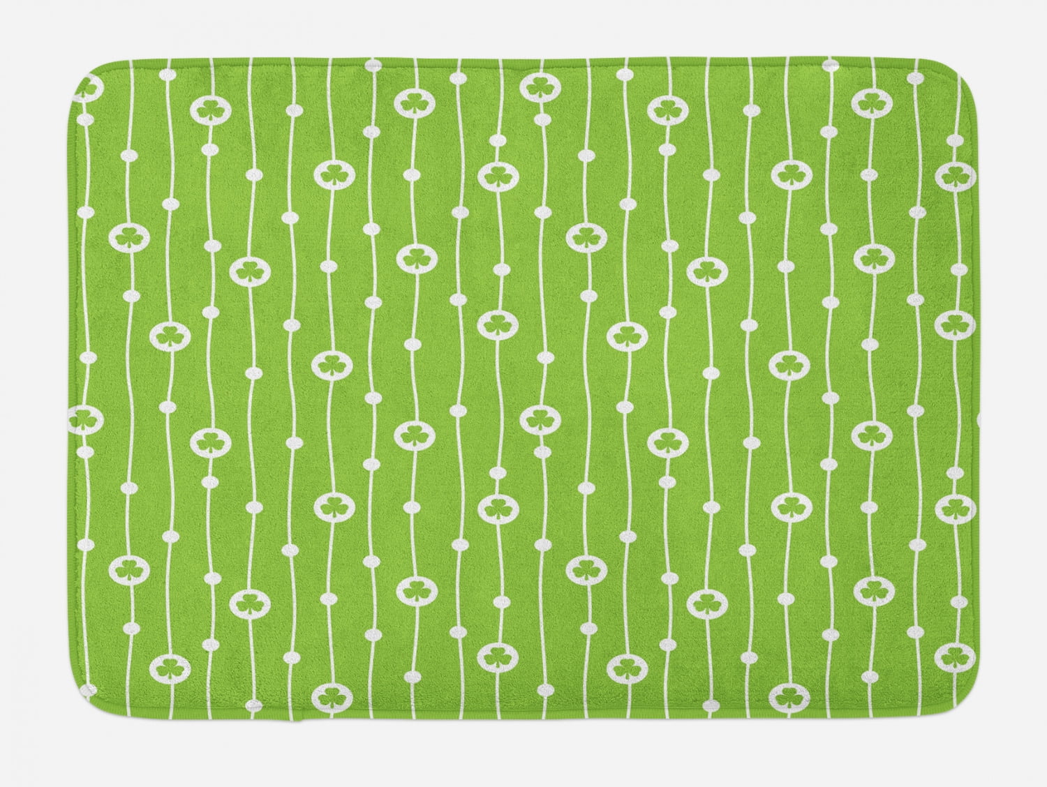 Irish Bath Mat, Cute Trifolium on Vertical Wavy Stripes with Dots Good ...