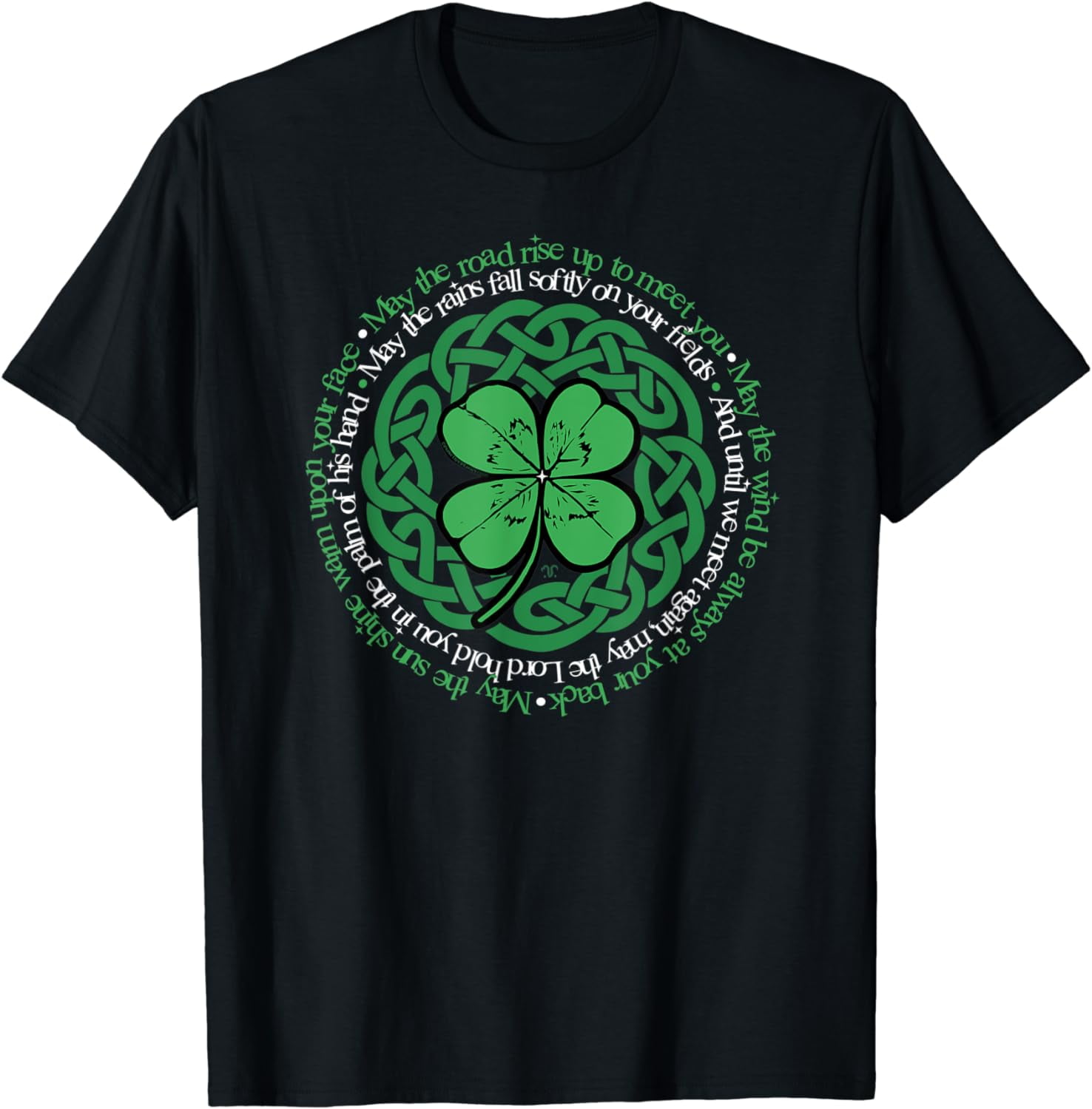 Irish Blessing, Celtic Knot & 4-Leaf Clover Luck Version B T-Shirt ...