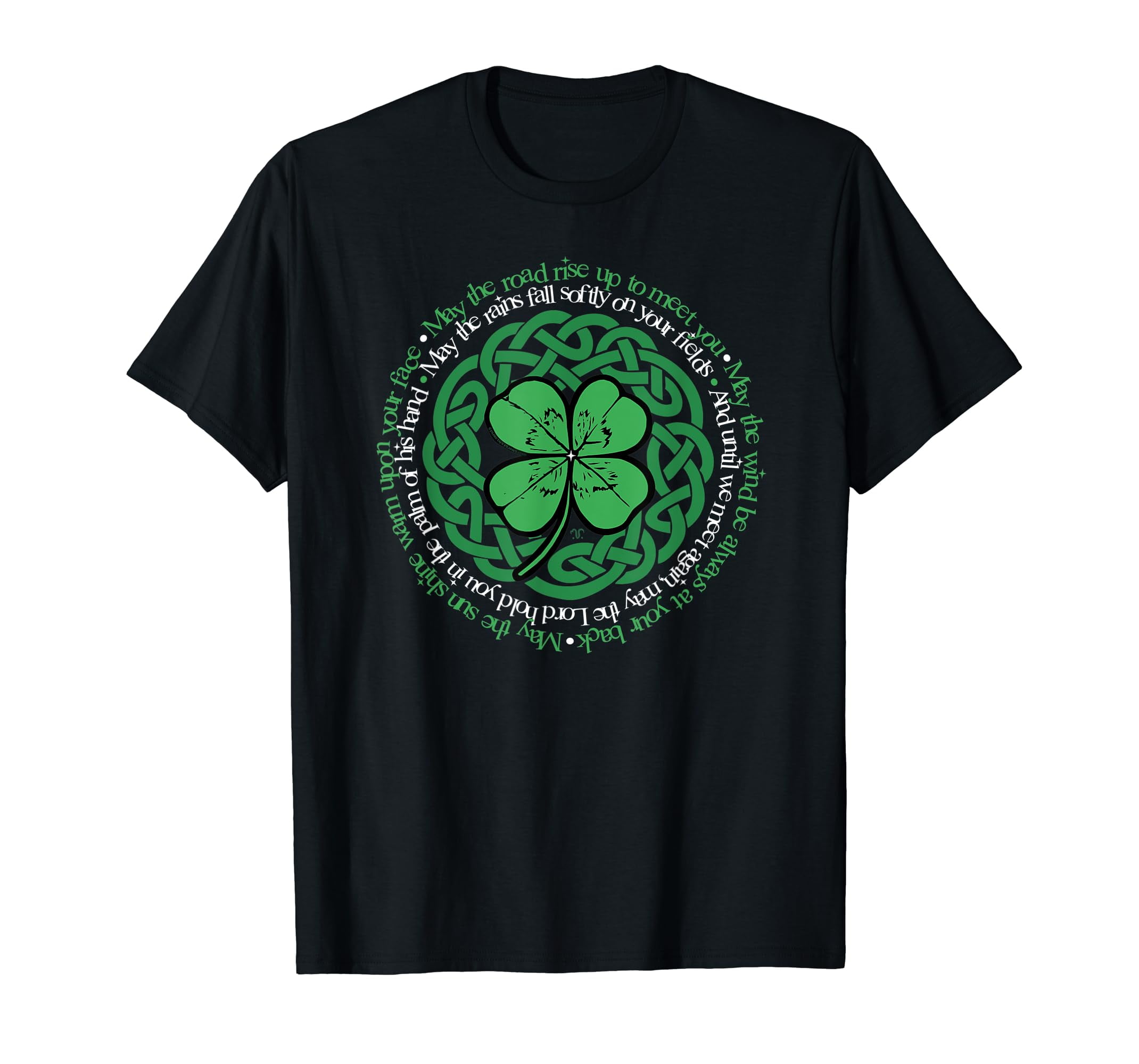 Irish Blessing, Celtic Knot & 4-Leaf Clover Luck Version B T-Shirt ...