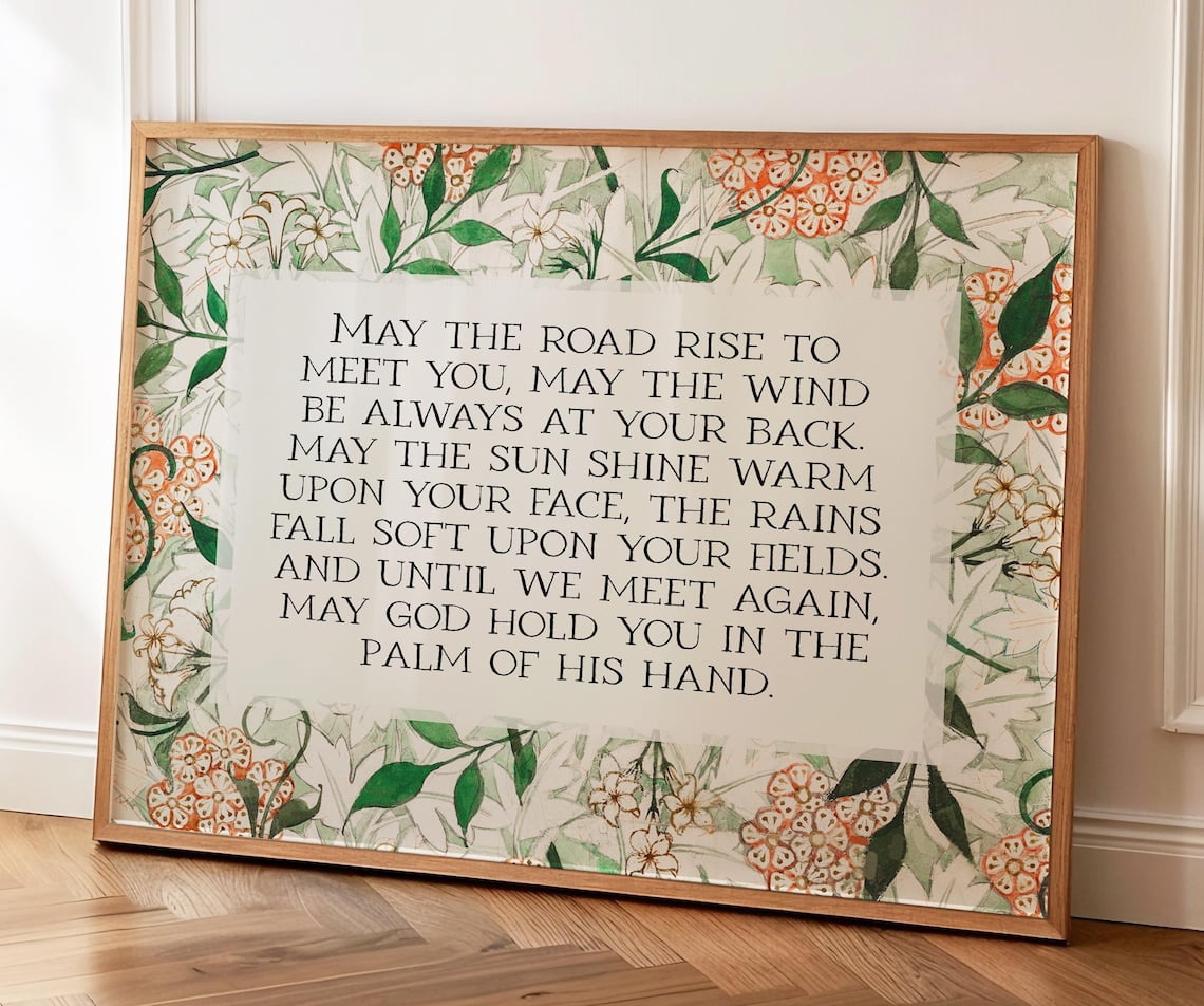 Irish Blessing, May The Road Rise Poem, Subtle Horizontal Wall Art ...