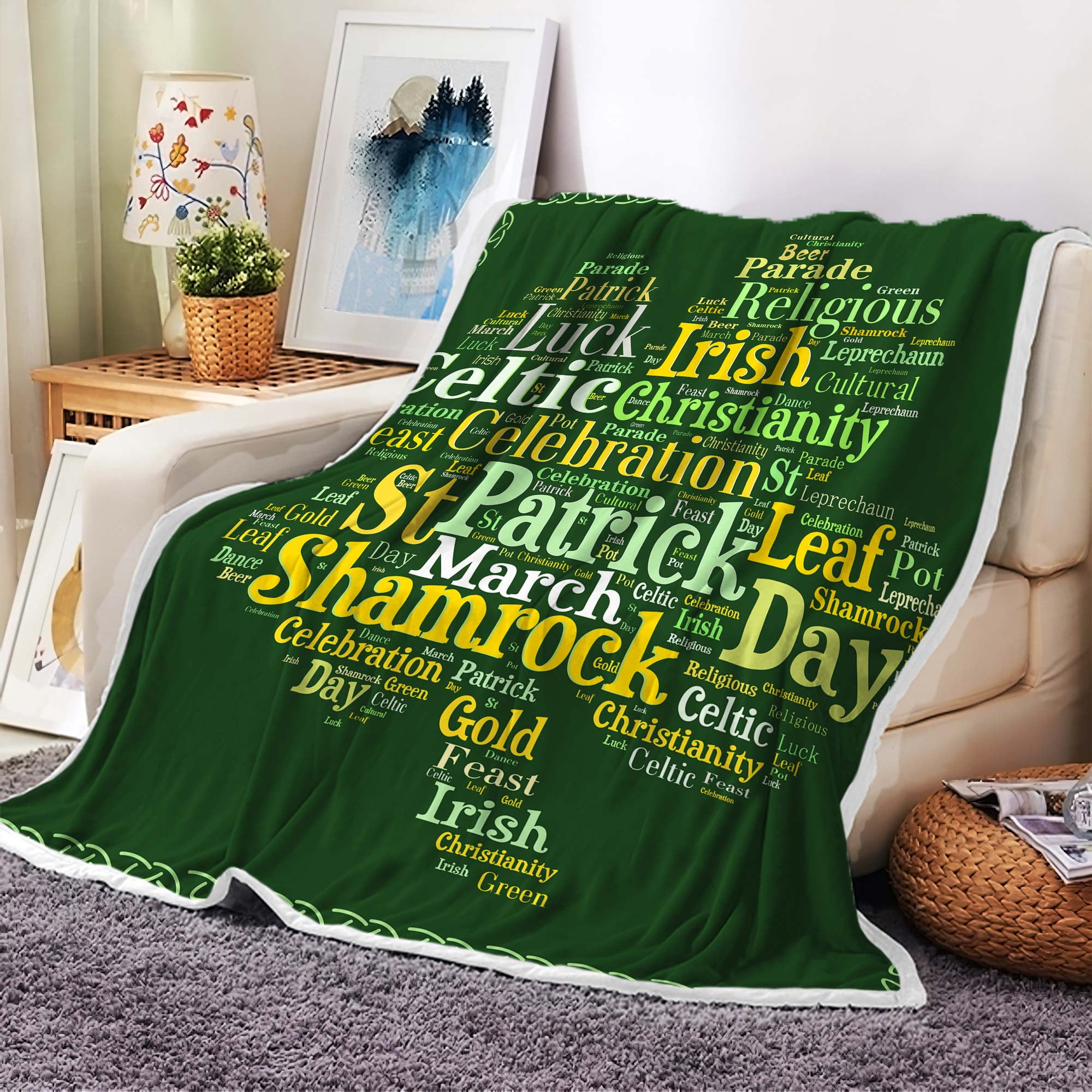 Irish Blessing Throw Blanket for Women Men, Green St Patrick's Day ...