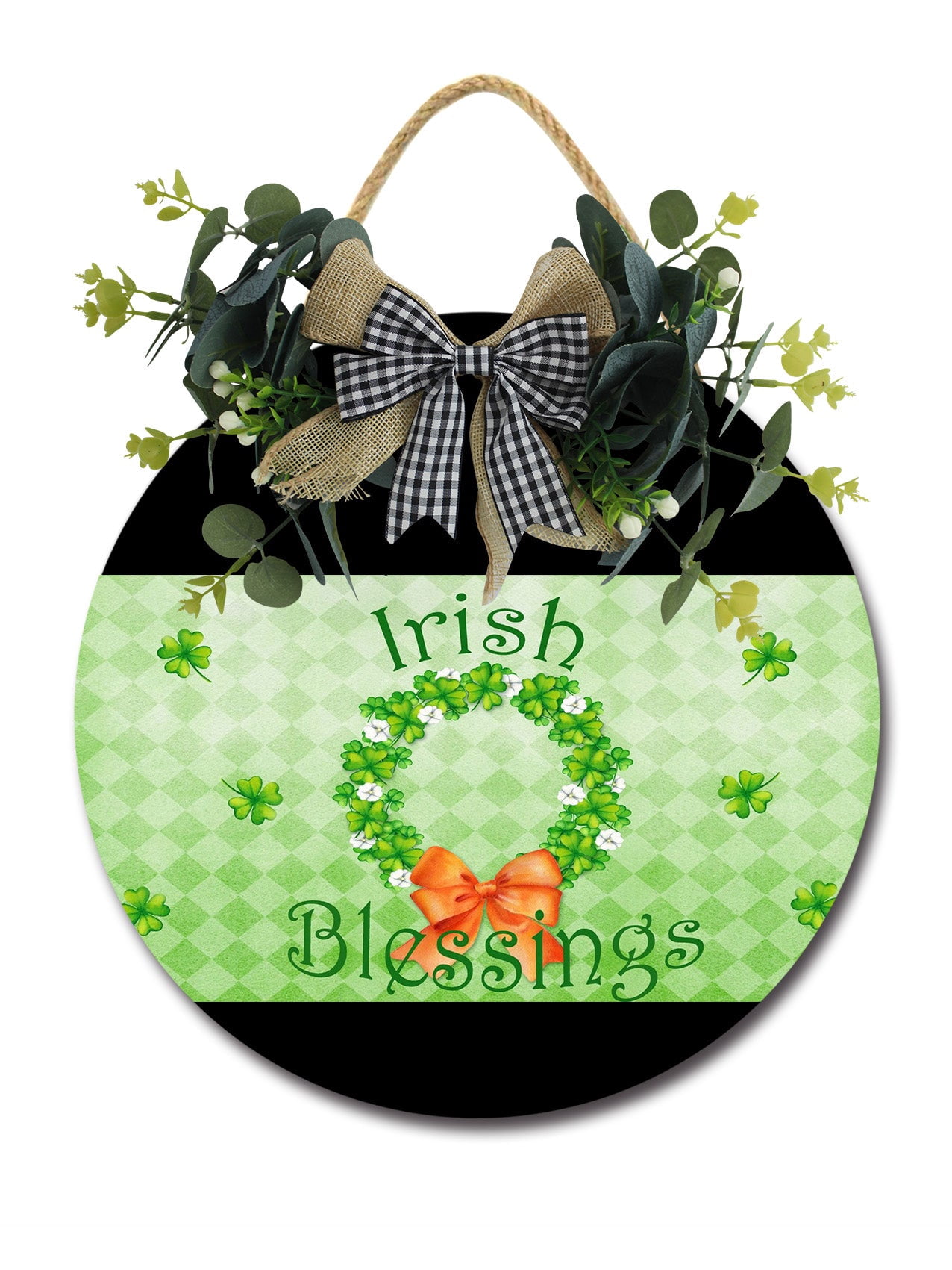 Irish Blessings Sign Front for Door Decoration, 12 in Round Wood ...