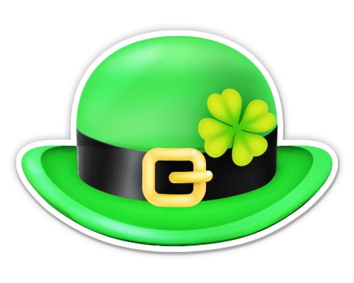 Irish Bowler Hat Green Lucky - 5" Vinyl Sticker - For Car Laptop I-Pad ...